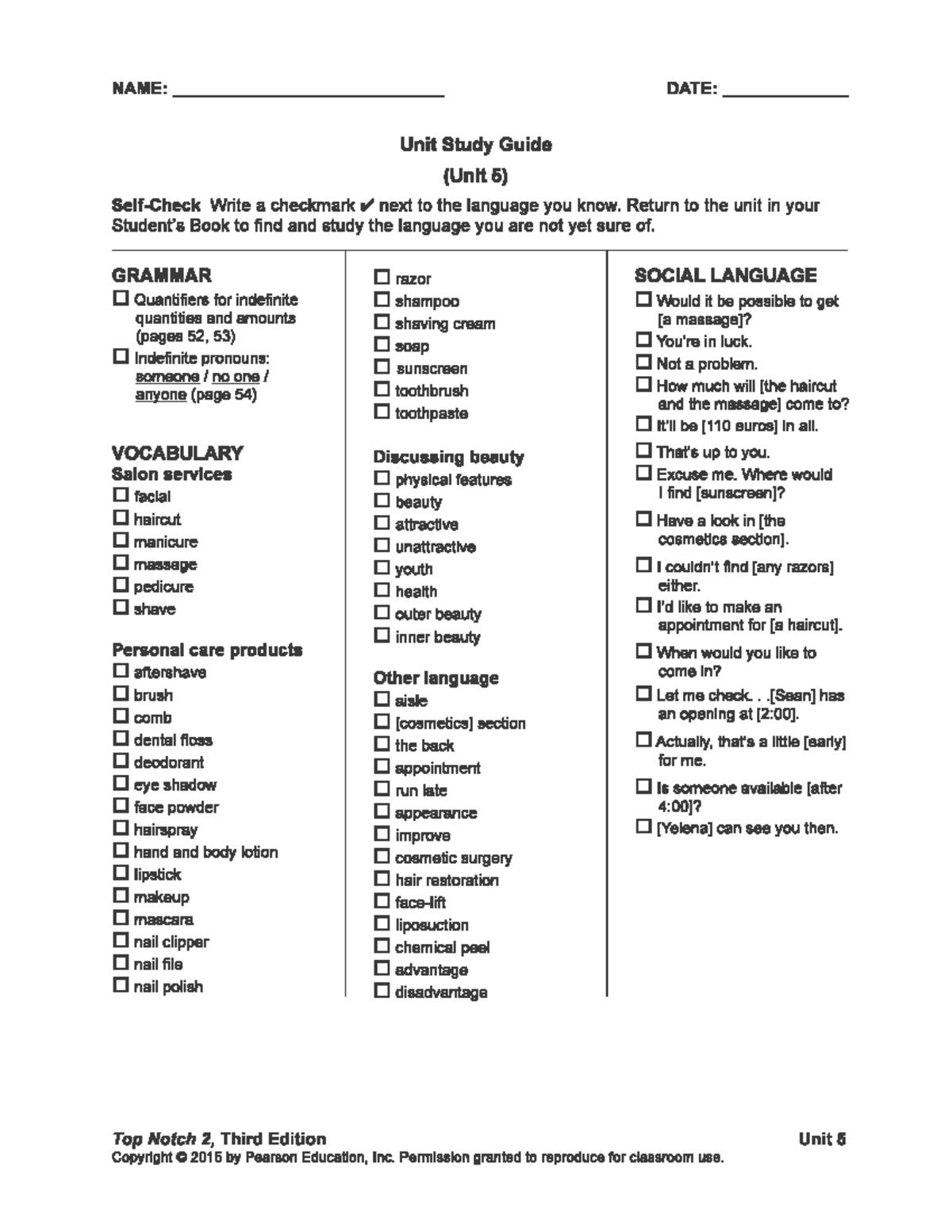 Unit 5 Unit study guide E3 - Curso Ingles - Studocu