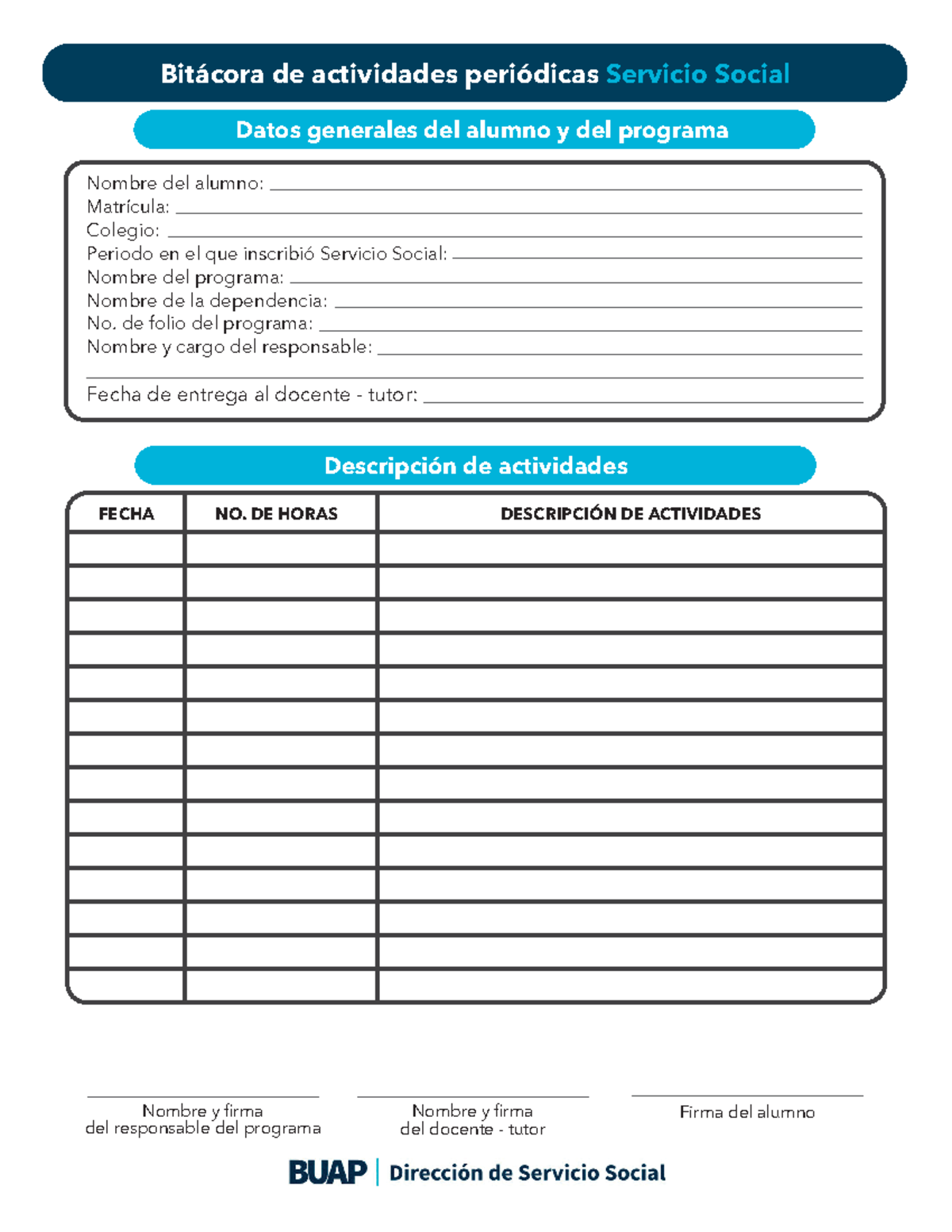 Formato BITÁCORA Actividades SS - Bitácora de actividades periódicas ...
