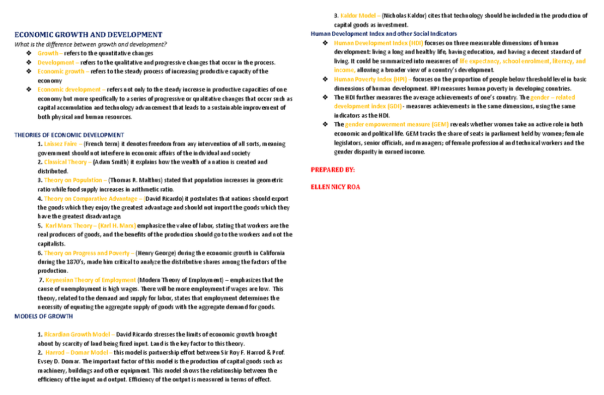 Economic Growth AND Development- Microeconomics- Study Material ...