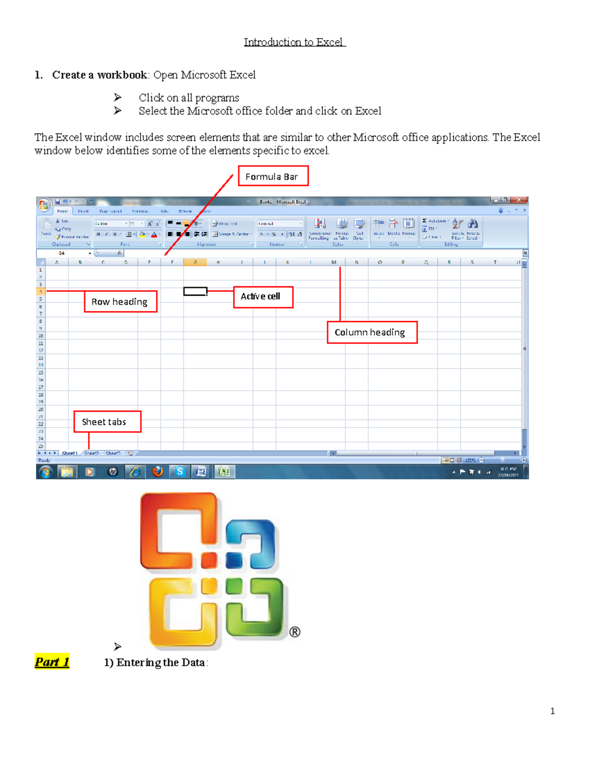 Introduction to Excel - abcde - Introduction to Excel Create a workbook ...