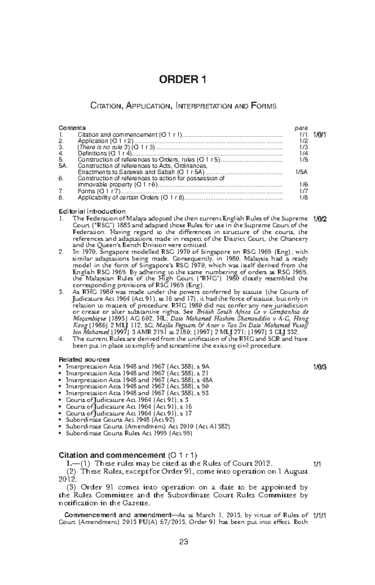 Order 1 Civil Procedure - ORDER 1 Citation, appliCation, inteRpRetation ...