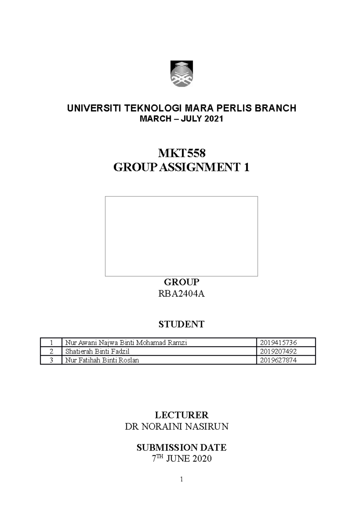 MKT558 GA1 - Group Pink Lady Body Perfection - Digital Marketing - UiTM - Studocu