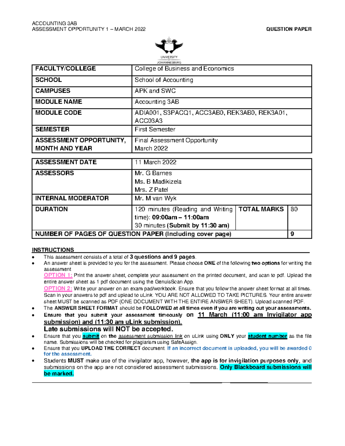 1. AO1 2022 Question paper Final Final - ASSESSMENT OPPORTUNITY 1 ...