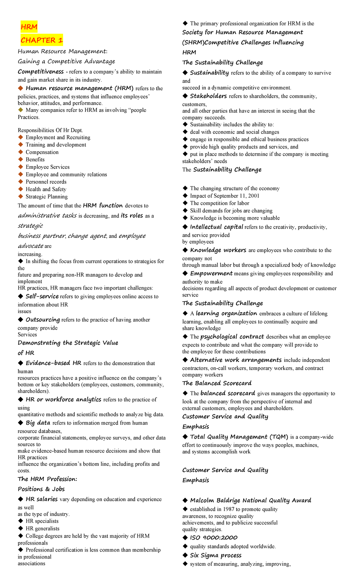 Hrm chapter 2 3 - reviewer - HRM CHAPTER 1 Human Resource Management: Gaining a Competitive ...