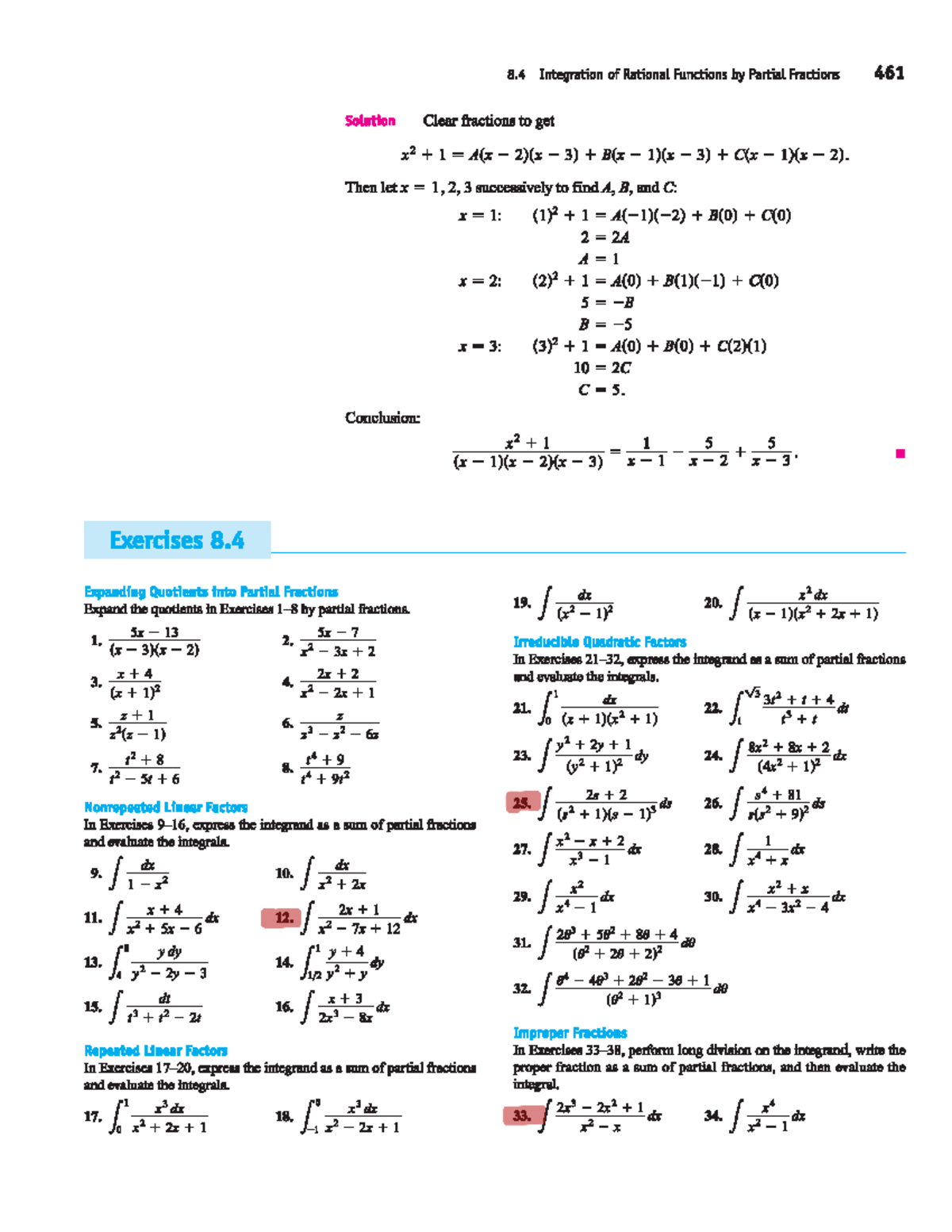 Integration by Partial Fractions-exercises - 8 Integration of Rational ...