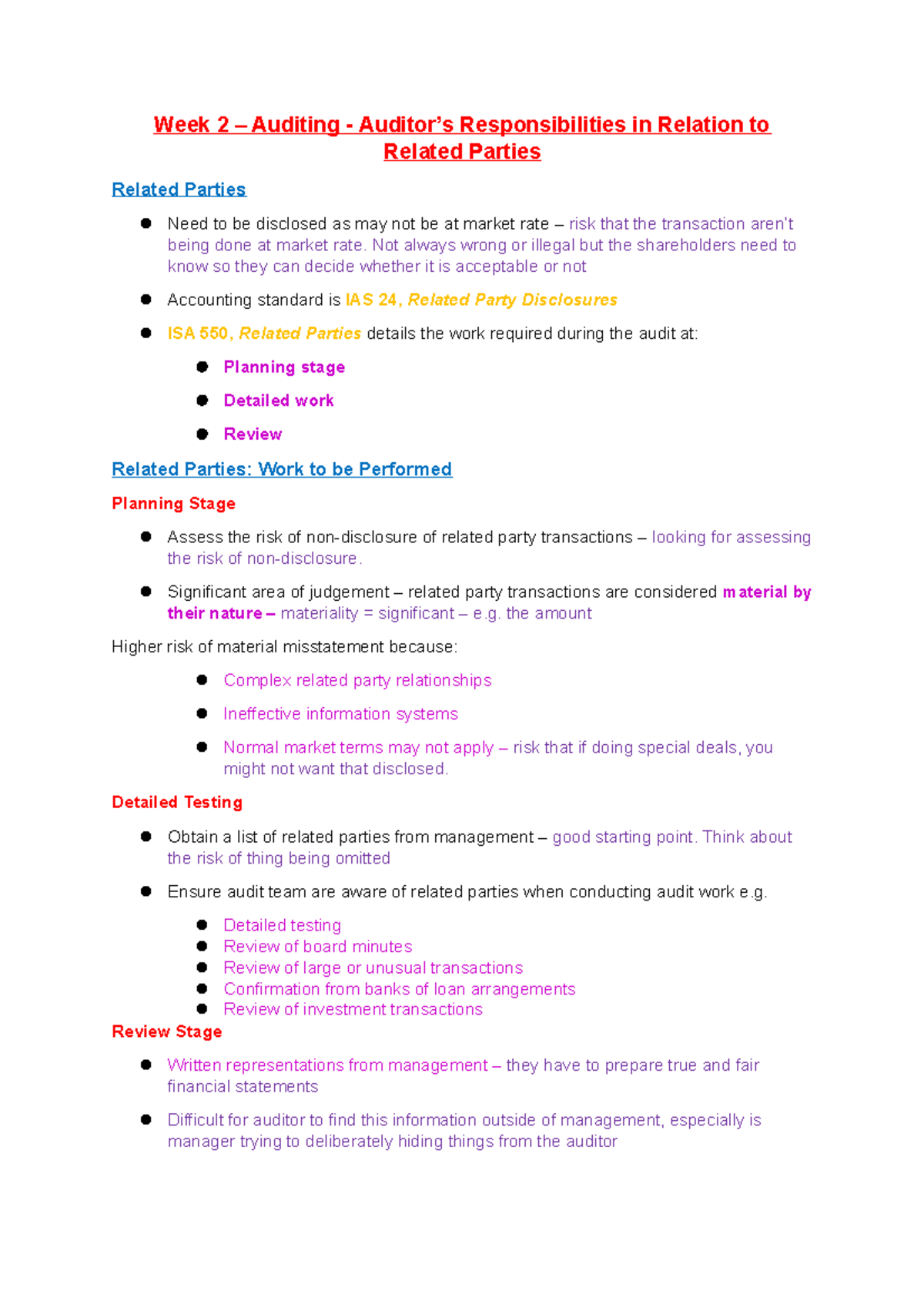 Week 2 Auditor’s Responsibilities in Relation to Related Parties - Week 2 – Auditing - Auditor’s ...
