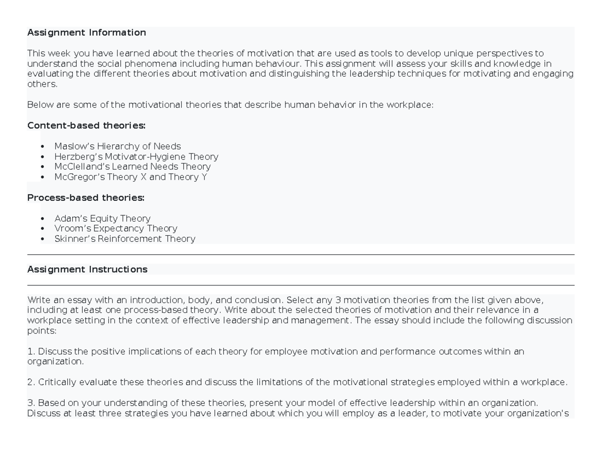 Assignment Information UNIT 3 - Assignment Information This week you have learned about the ...