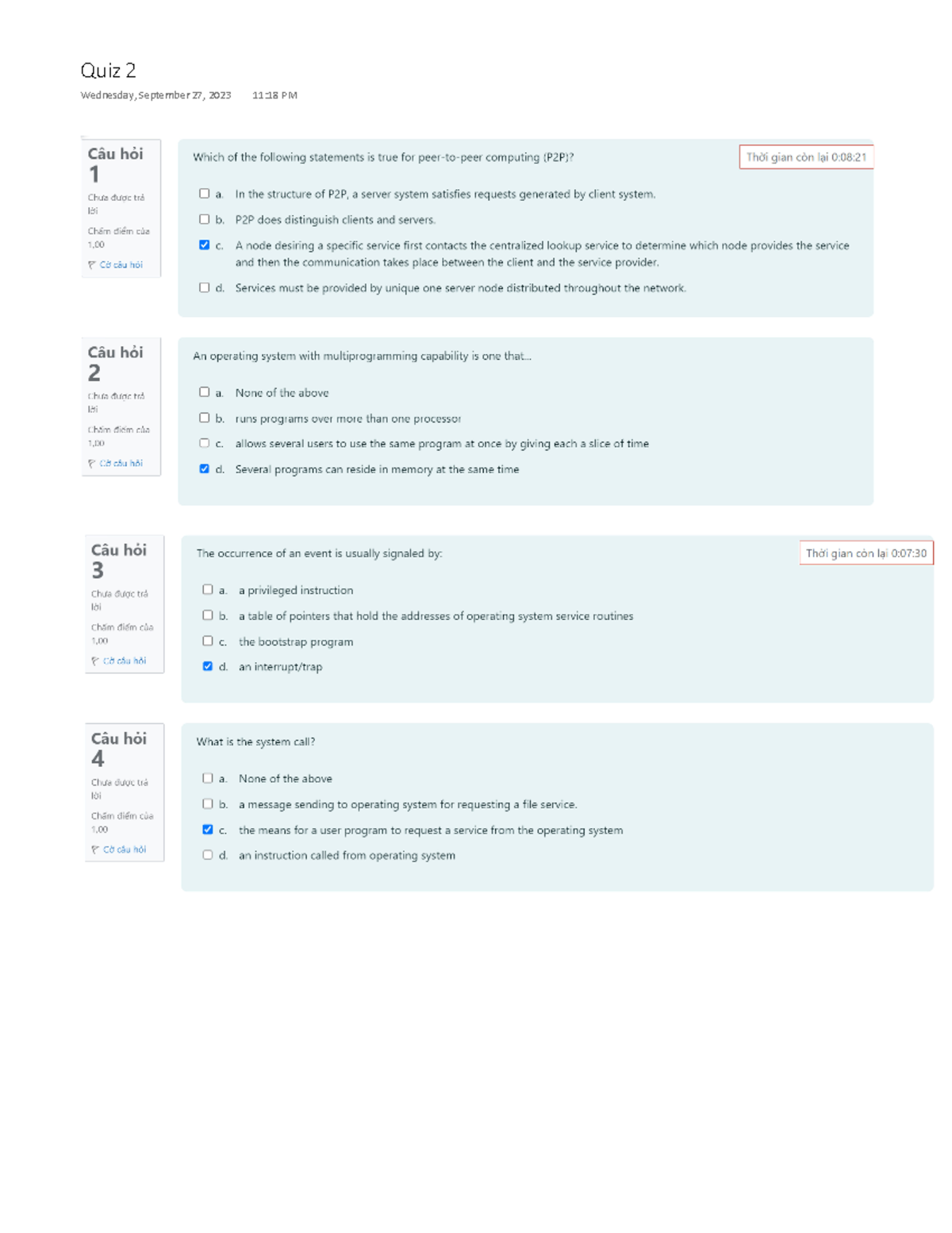 Quiz1-Intro OS - This is quiz for practice in OS - Quiz 2 Wednesday ...