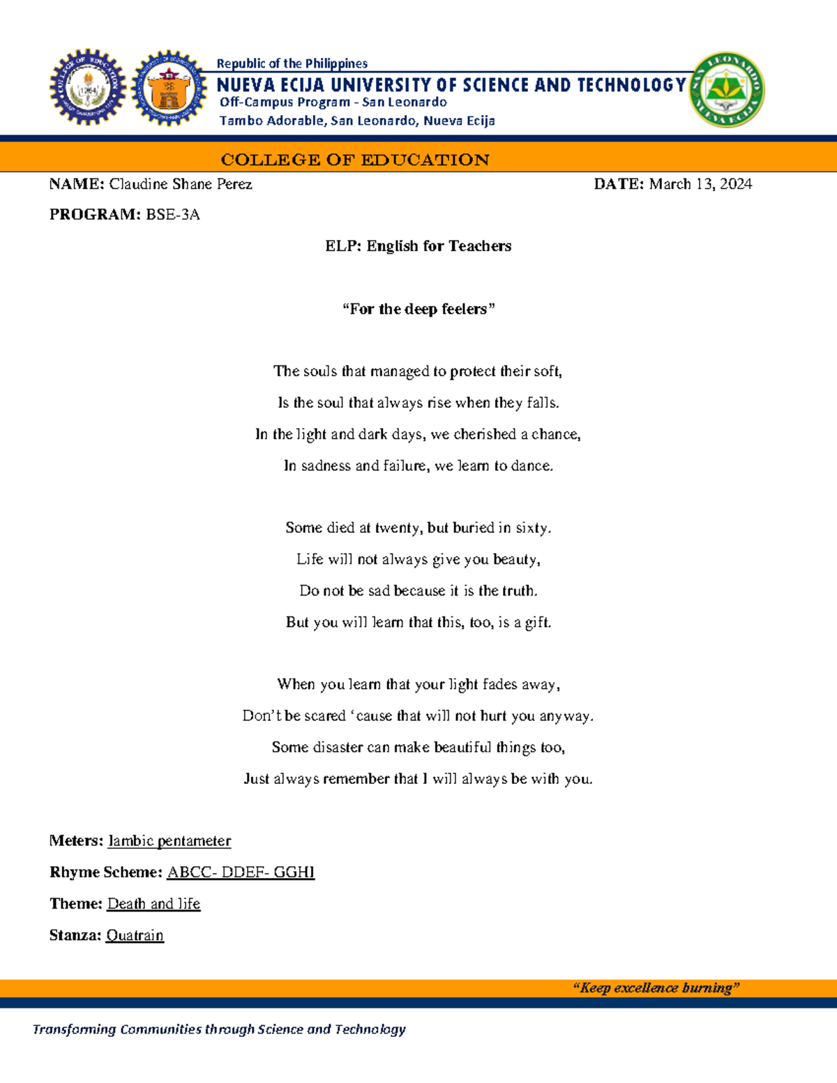 English for Teachers. POEM - College Of Education Off-Campus Program ...