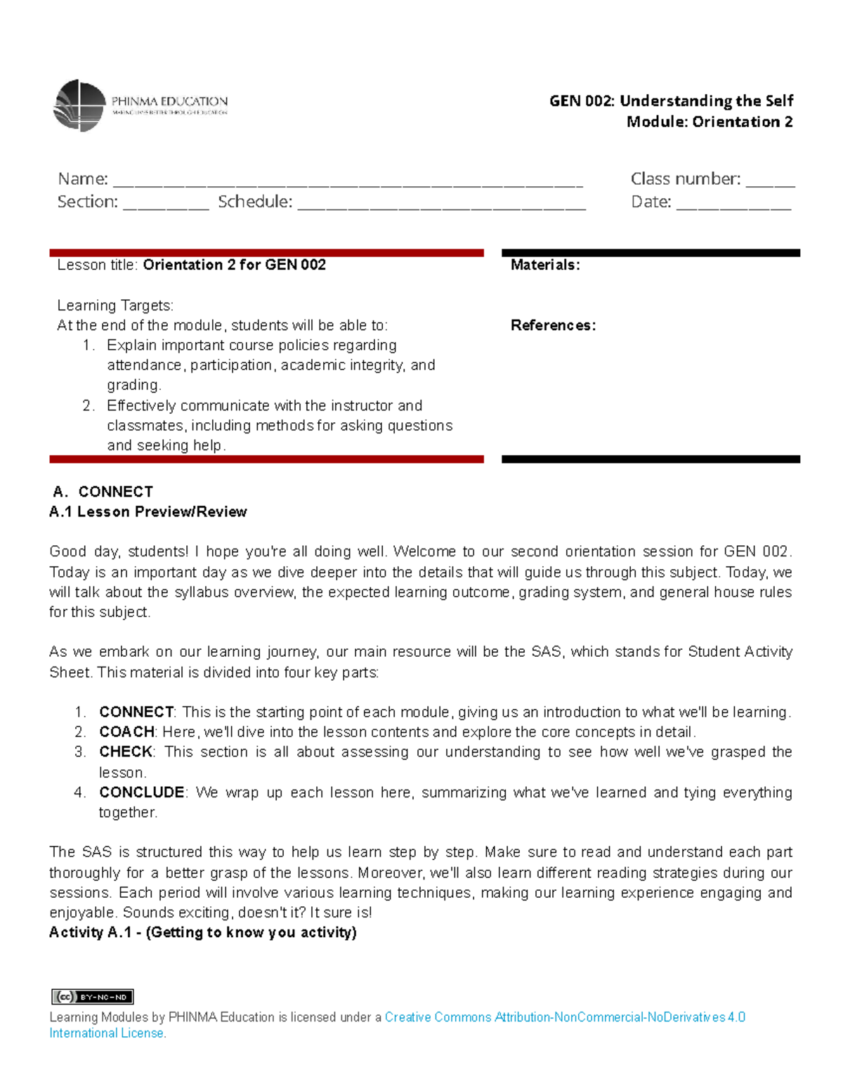 GEN 002 TG - understanding the self - Module: Orientation 2 Name: - Studocu