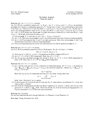 Stochastic Analysis Exercise sheet 2 - Prof. Dr. Michael Kupper ...
