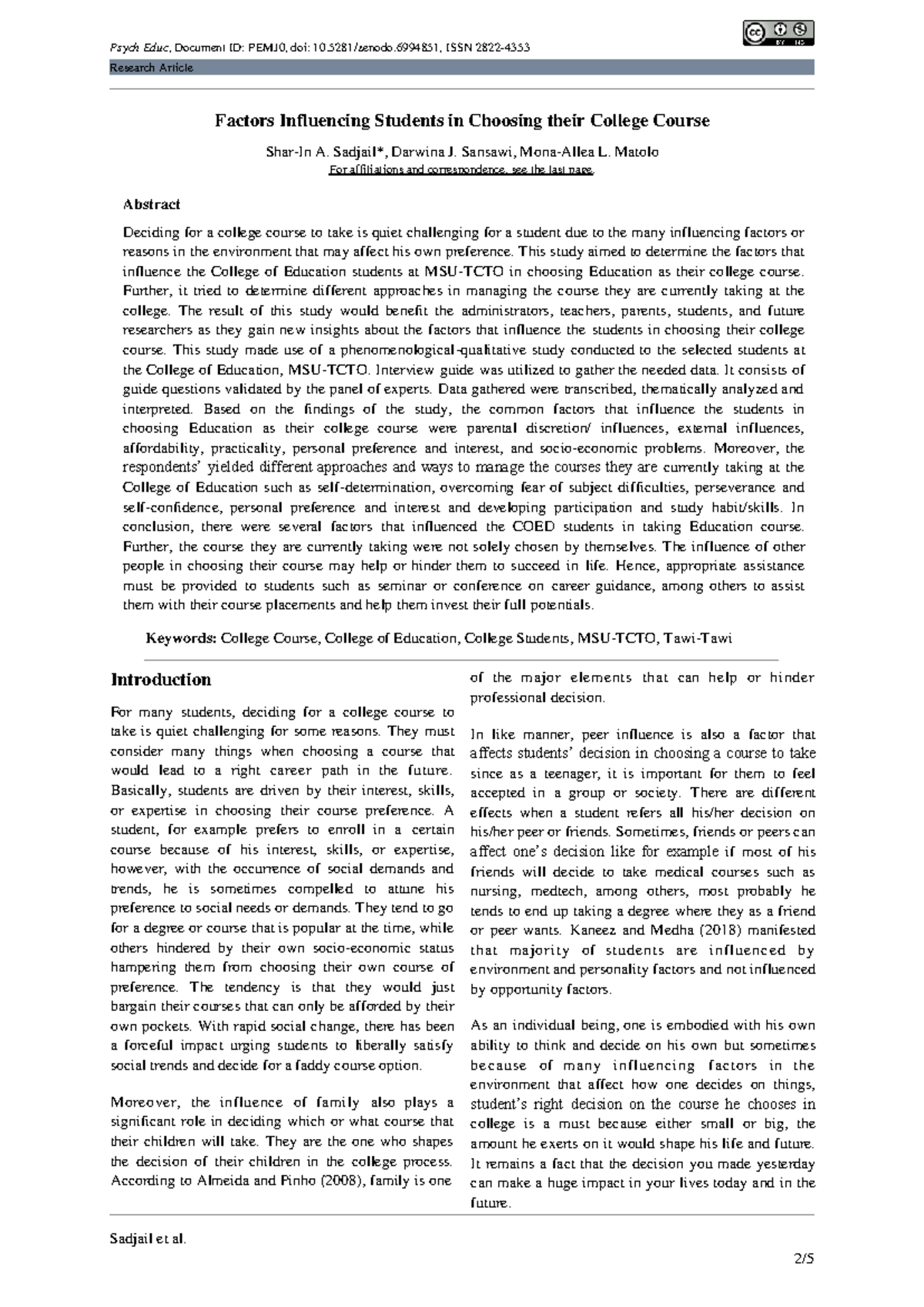 502 - RRL if you need it - Research Article Sadjail et al. Factors ...