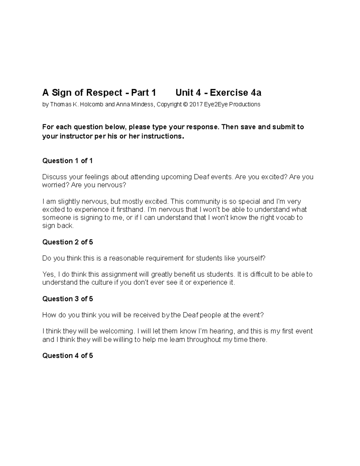 ASOR unit 4 asl 111 a sign of respect - A Sign of Respect - Part 1 Unit ...