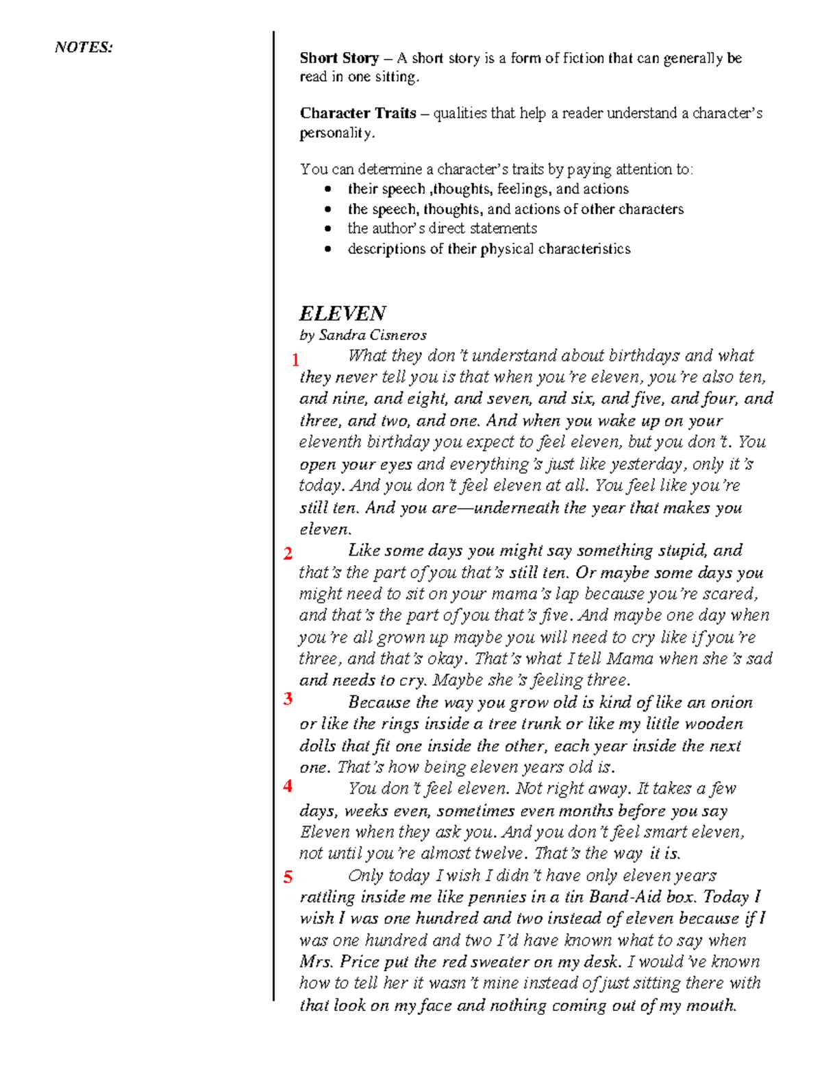 Eleven - .... - Short Story – A short story is a form of fiction that ...