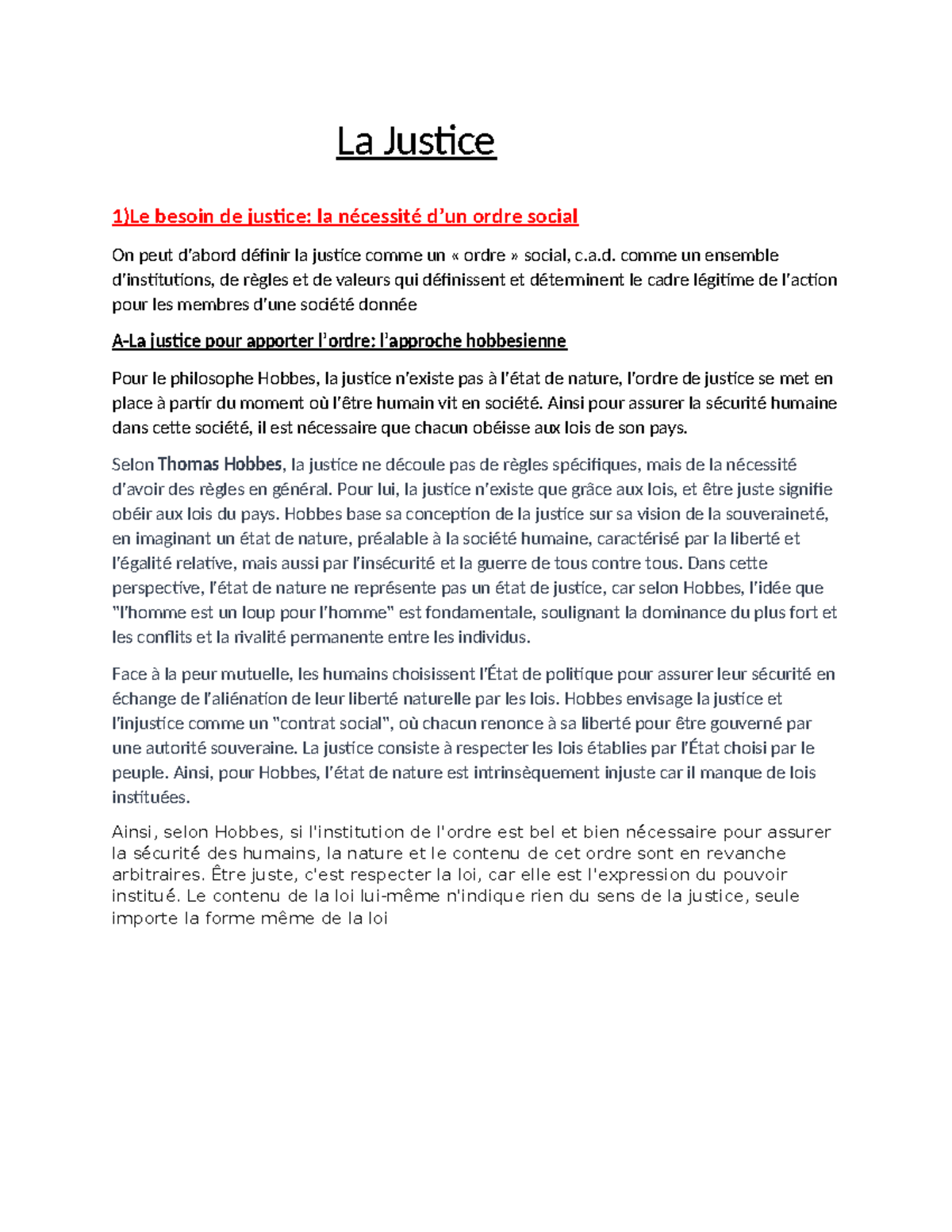 La Justice philo - La Justice 1)Le besoin de justice: la nécessité d’un ordre social On peut d ...