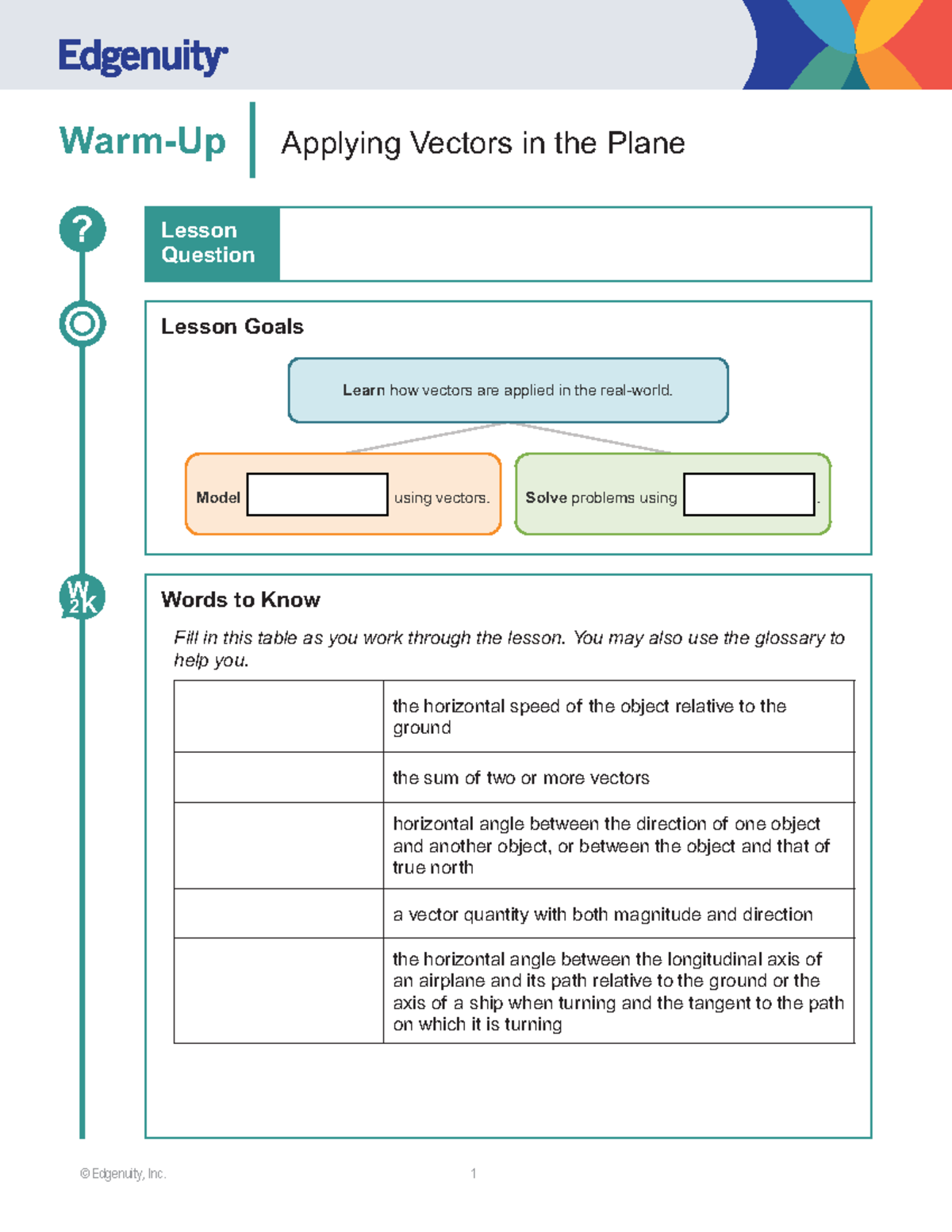 Precalculus A - Unit 6 Part 3 - Applying Vectors in the Plane GN SE ...