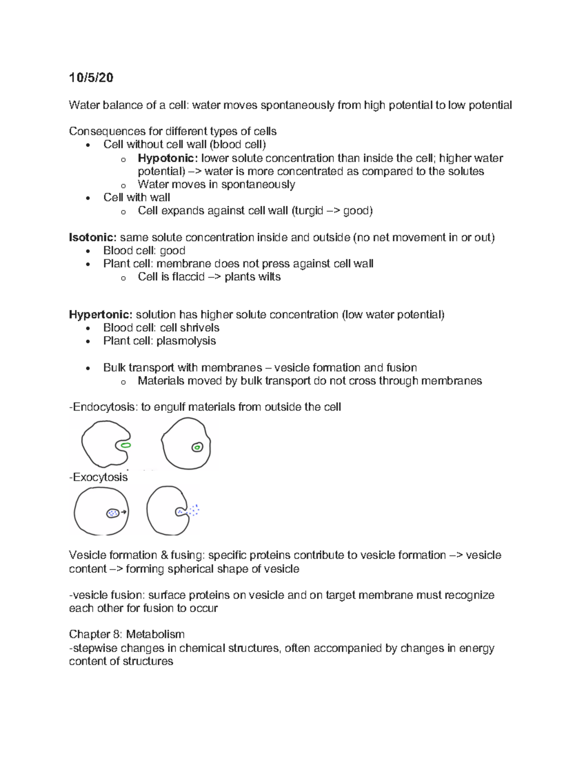 BIO Lecture 12 - Warning: TT: undefined function: 32 10/5/ Water balance of a cell: water moves ...