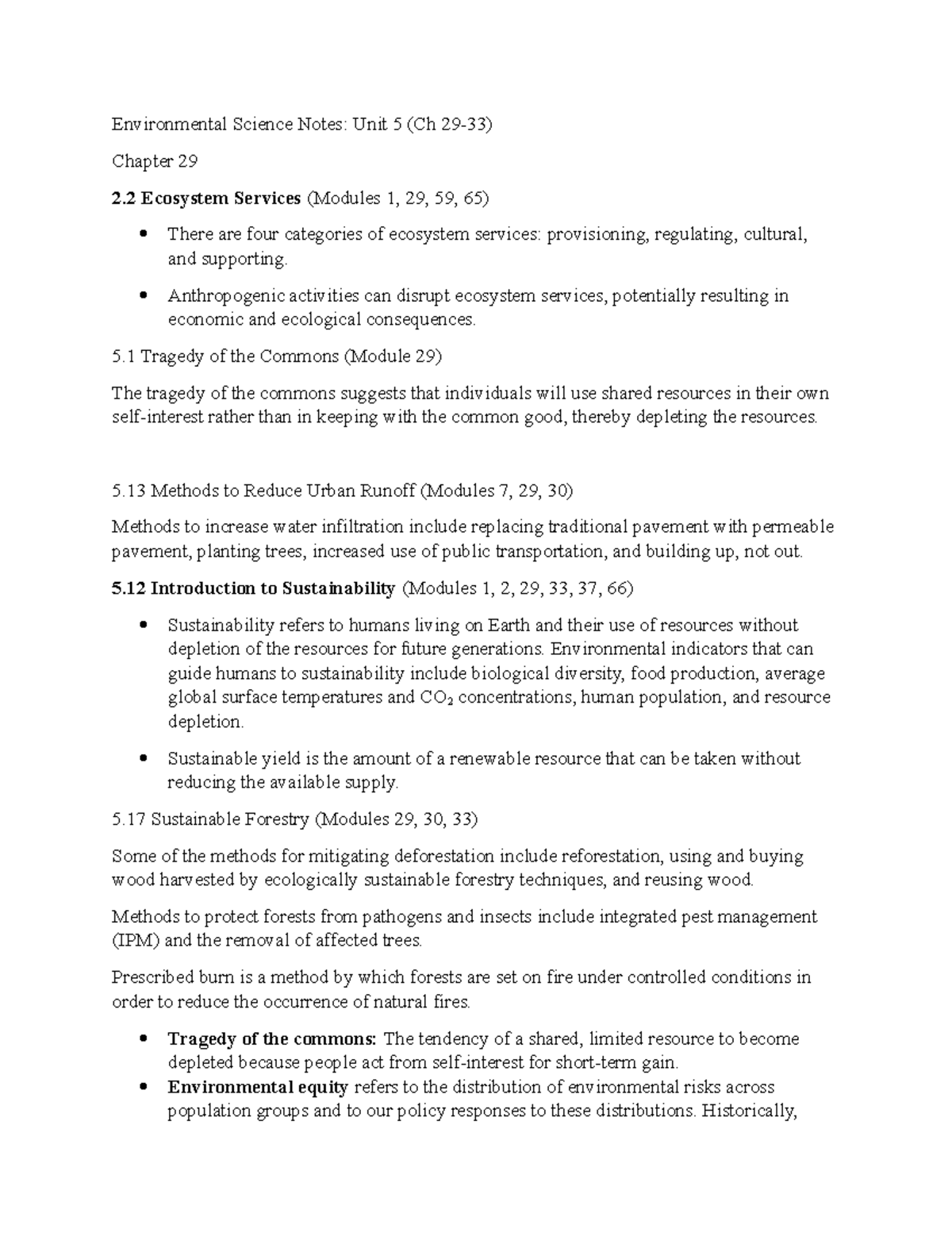 Environmental Science Notes Unit 5 - Anthropogenic activities can ...