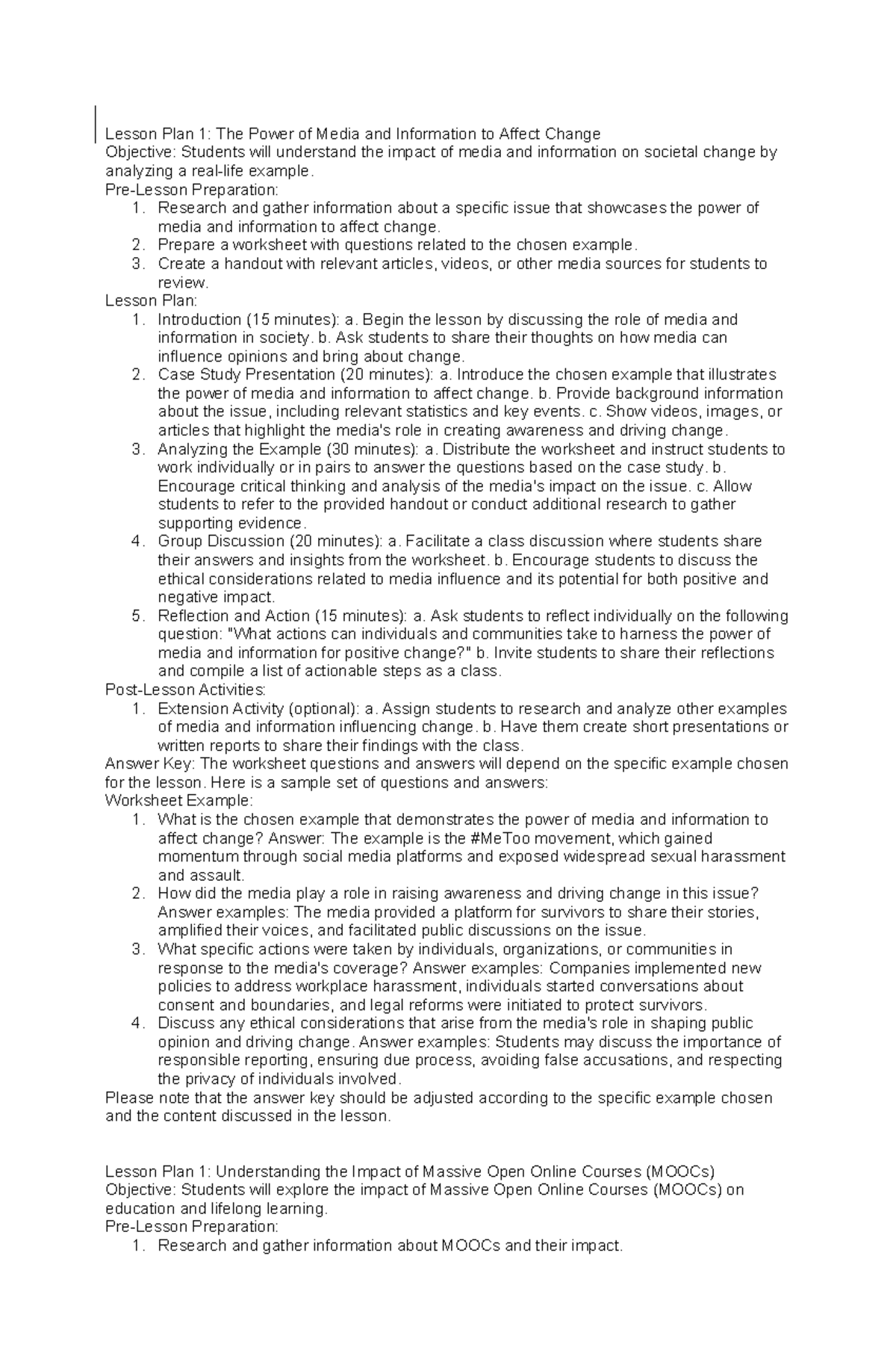 Media and Information Literacy q2 DLP - Lesson Plan 1: The Power of ...