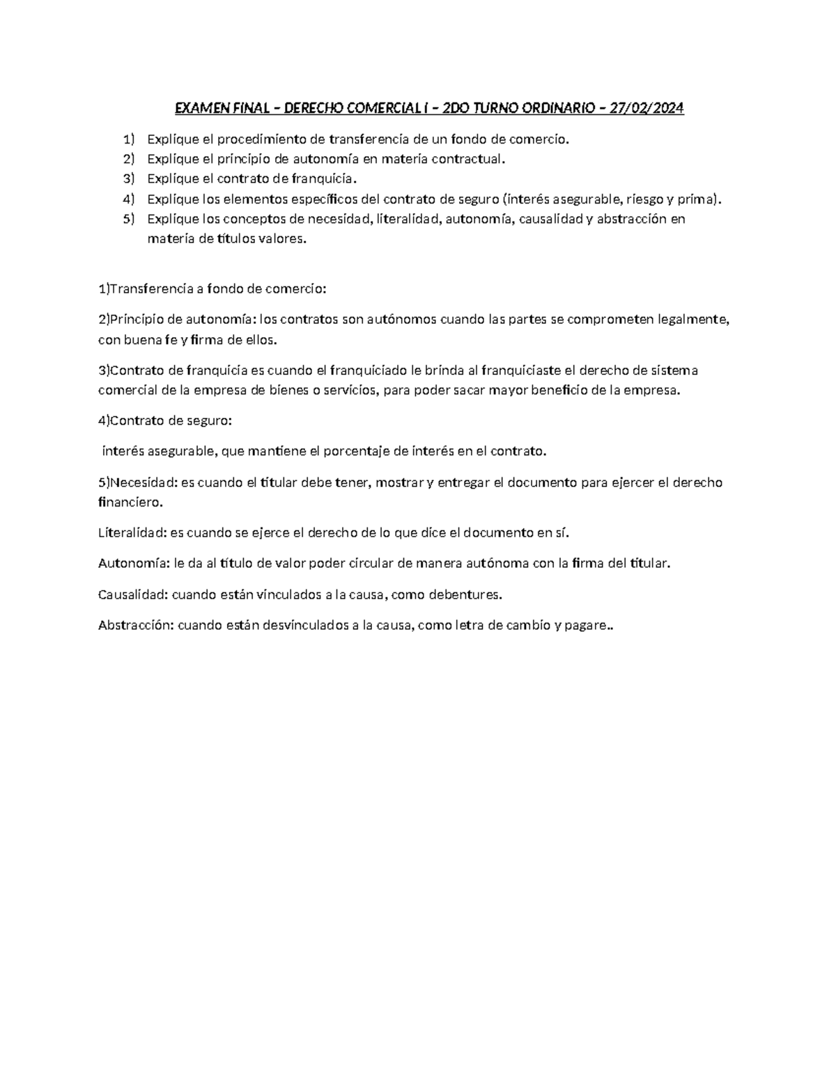 Cuestionario Examen Final 2do Turno Ordinario 2024 - EXAMEN FINAL ...