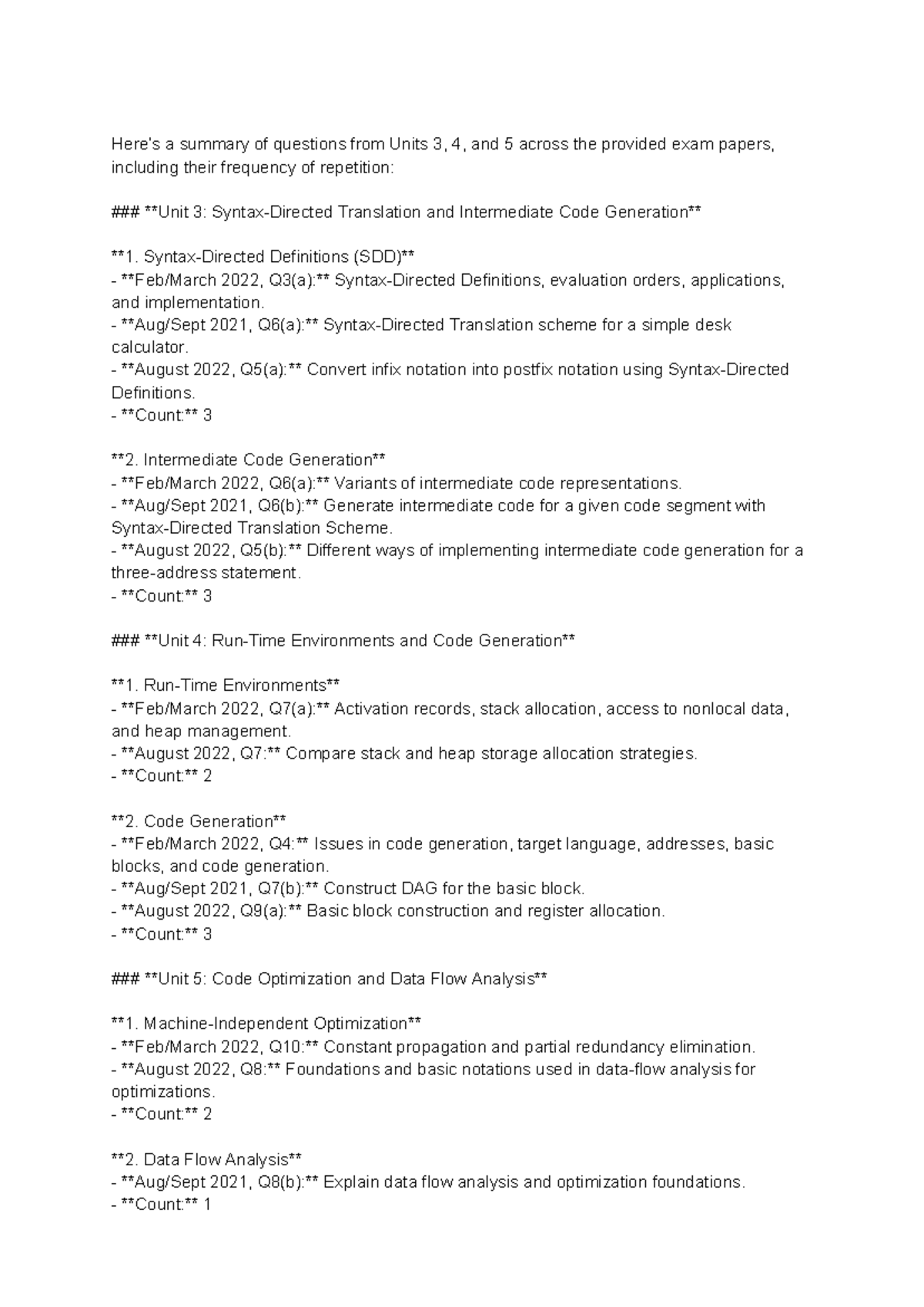 Cd mid 2 imp - erfe - Here’s a summary of questions from Units 3, 4, and 5 across the provided ...