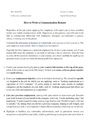 Lesson 1 Essential Job Vocabulary - Prof. Mazari Mohammed I University ...