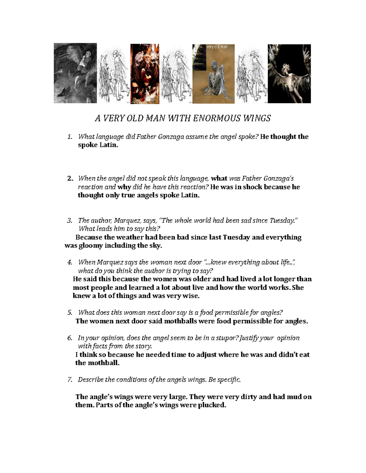 A very old man quiz - practice quiz - A VERY OLD MAN WITH ENORMOUS ...