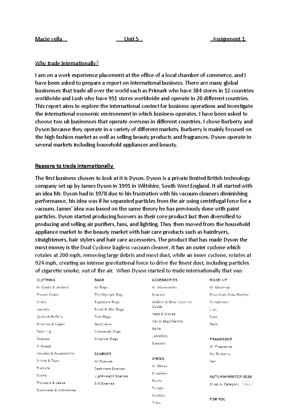 Assignment - There are many global businesses that trade all over the ...