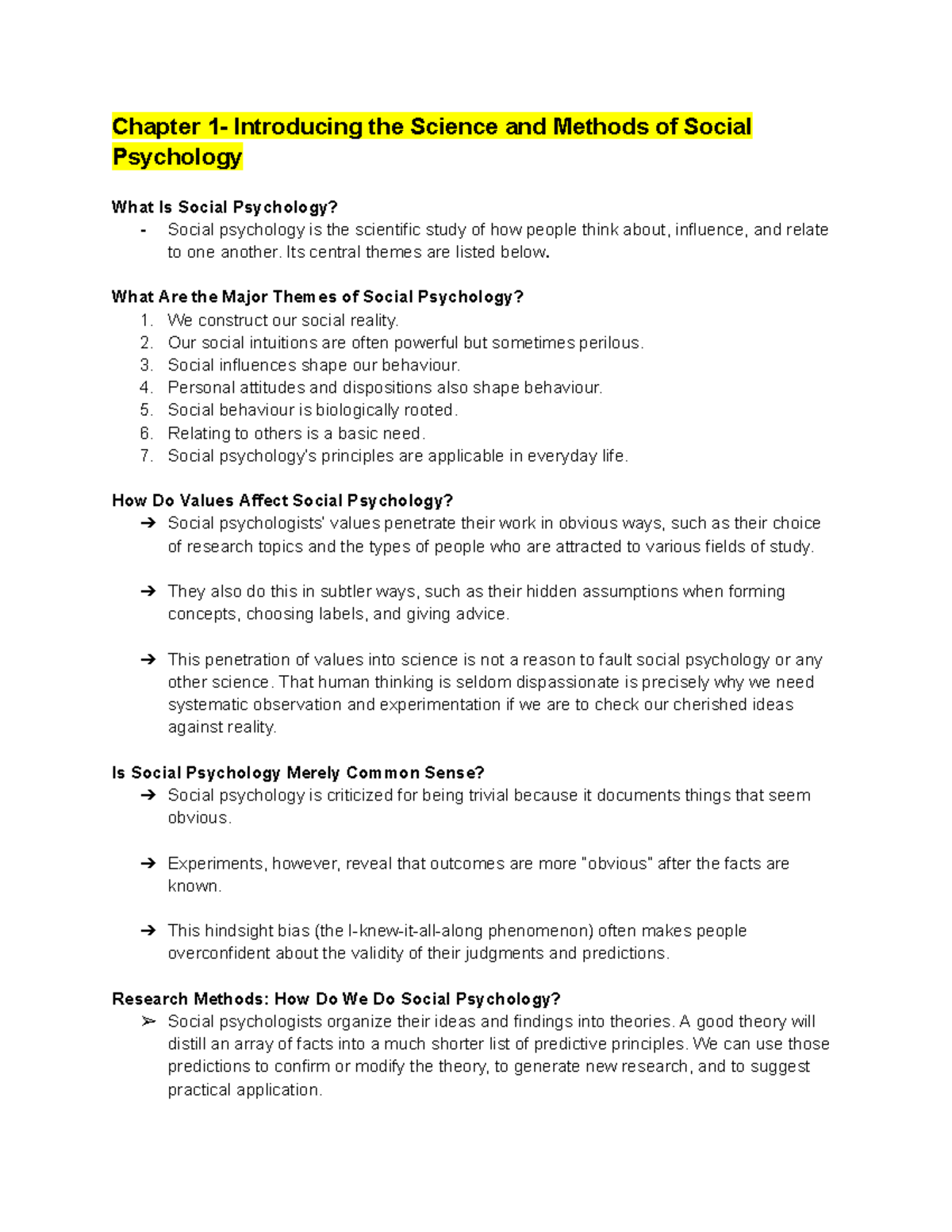 Psych 241 chapter 1-11 study notes - Chapter 1- Introducing the Science ...
