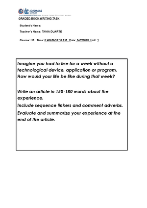 Writing TASK Template I11 - © Idiomas Católica 2021 (All rights ...