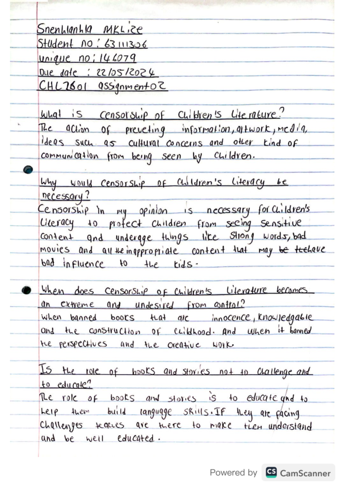 CHL2601 ass02 - CHL2601 - Studocu