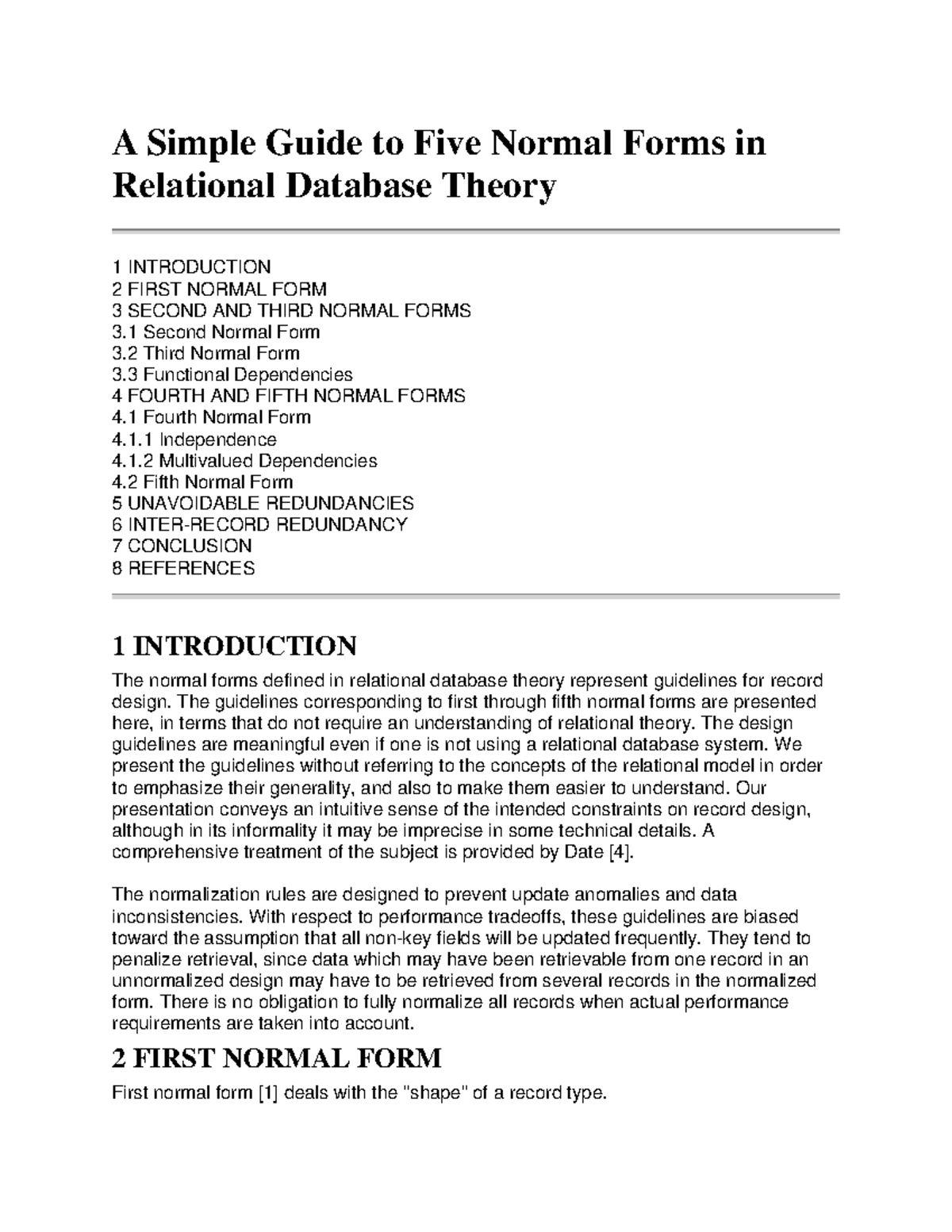 Simple guide to five normal forms in relational database theory - A Simple Guide to Five Normal ...