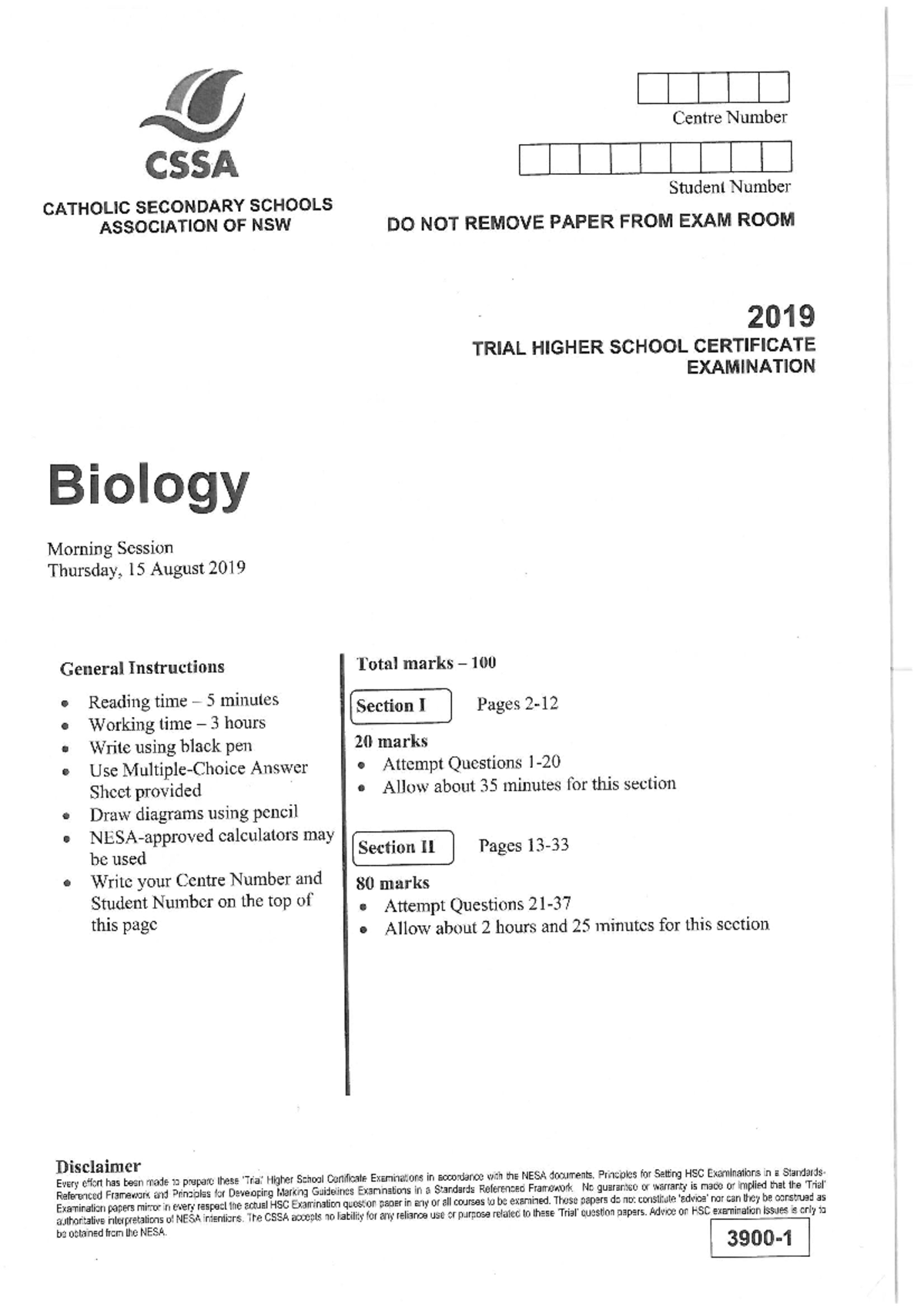 Biology Trial Exam - Studocu