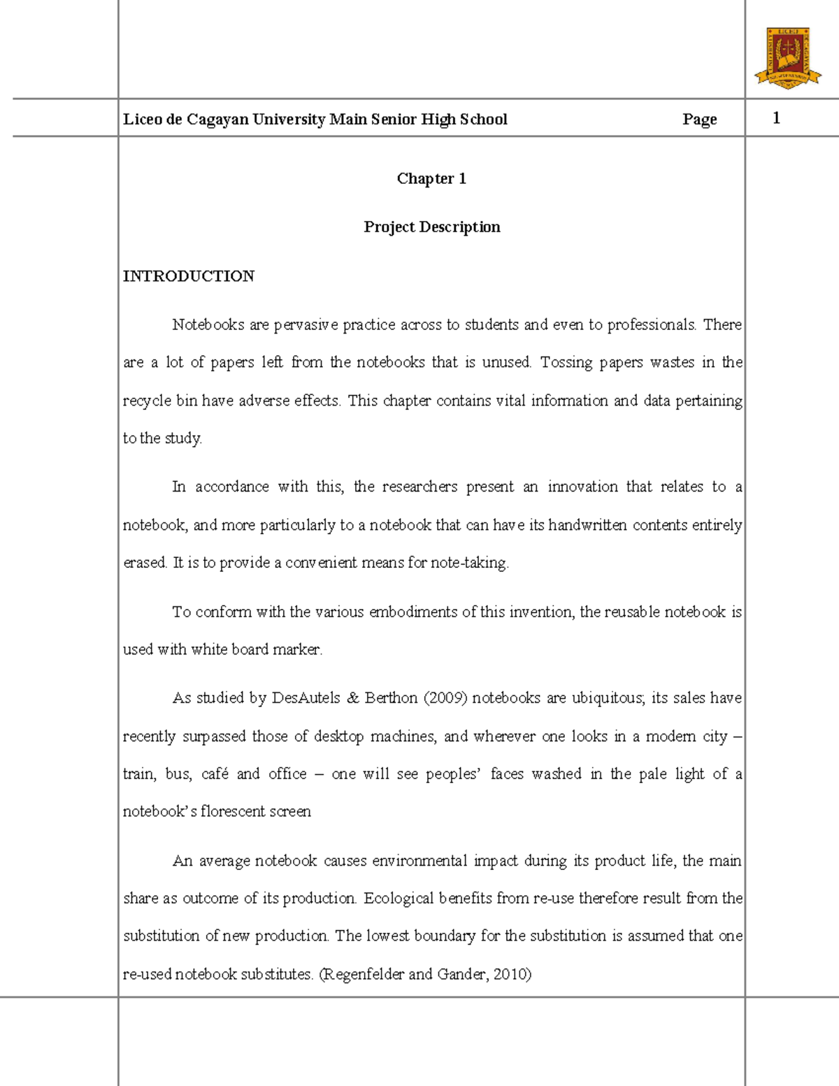 U-DO-NOTE - RESEARCH PAPER - Chapter 1 Project Description INTRODUCTION ...