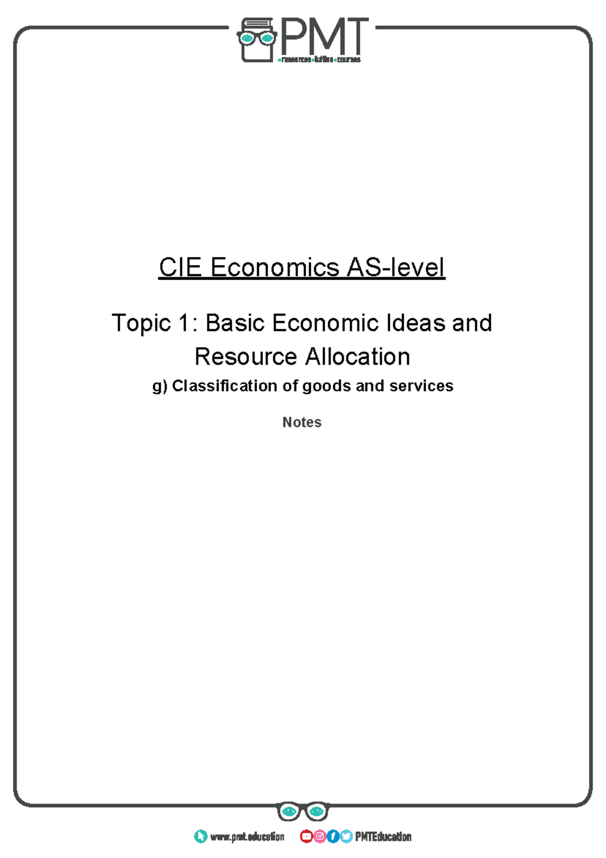 G) Classification of goods and services - pmt Public goods Public goods ...