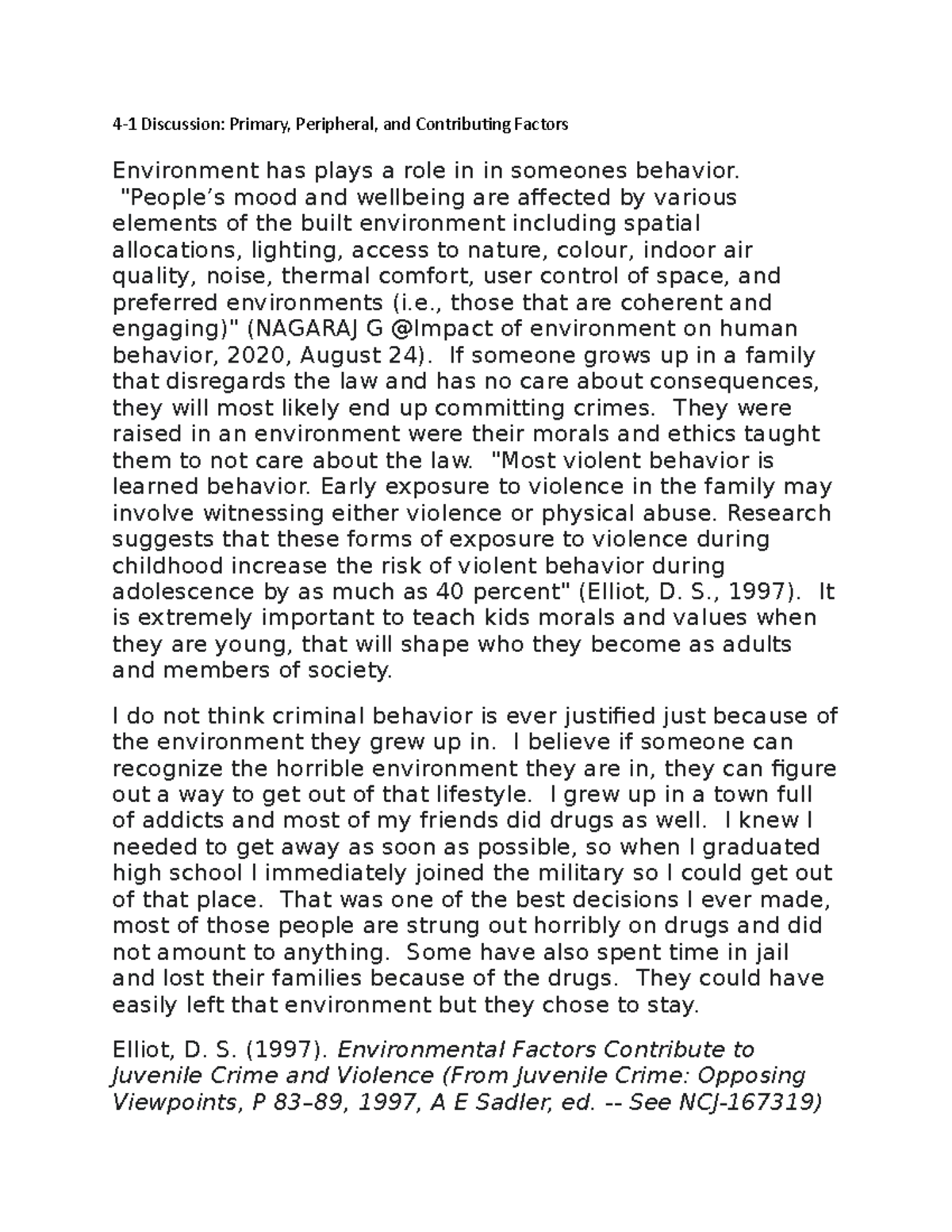 4-1 Discussion- Primary, Peripheral, and Contributing Factors - 4-1 ...