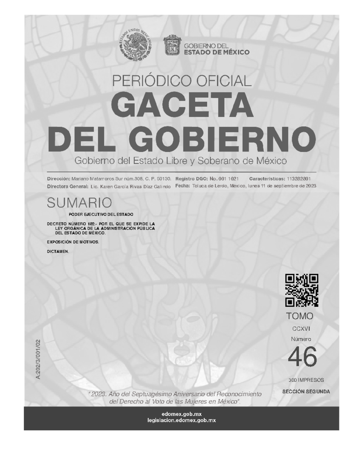Gaceta SEP 2023 - 46 6 PODER EJECUTIVO DEL ESTADO DECRETO NÚMERO 182 ...