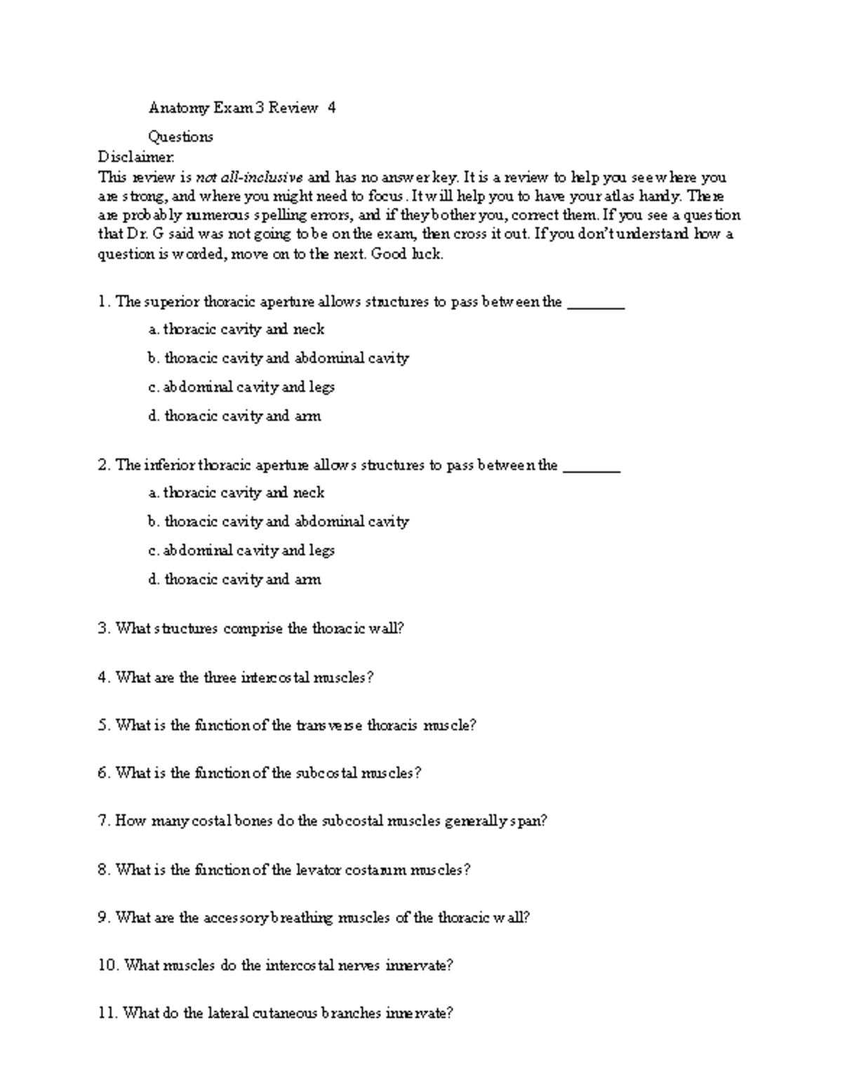 Review Exam - Summary Human Anatomy - Anatomy Exam 3 Review 4 Questions ...