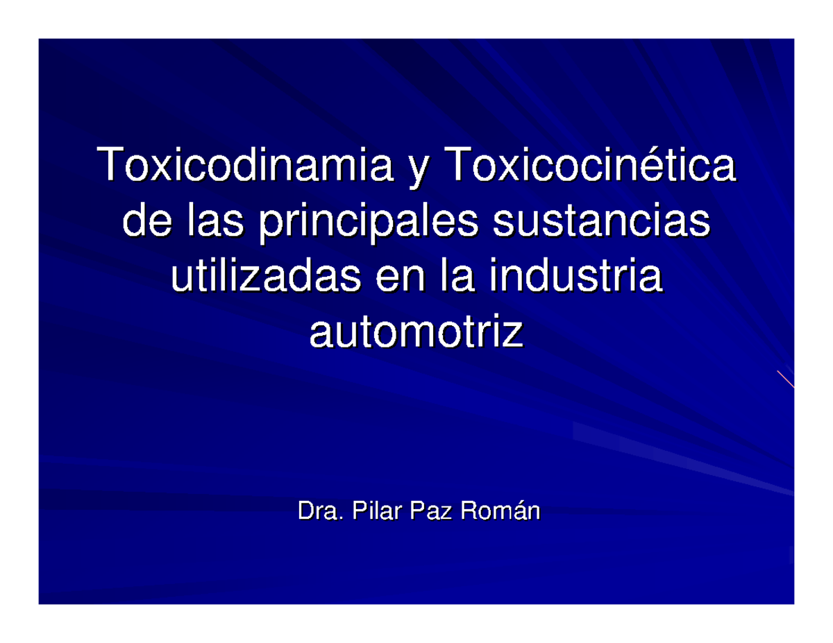 Toxico dinamia y toxico cin Utica - Toxicodinamia Toxicodinamia y y Toxicocin Toxicocin é é tica ...