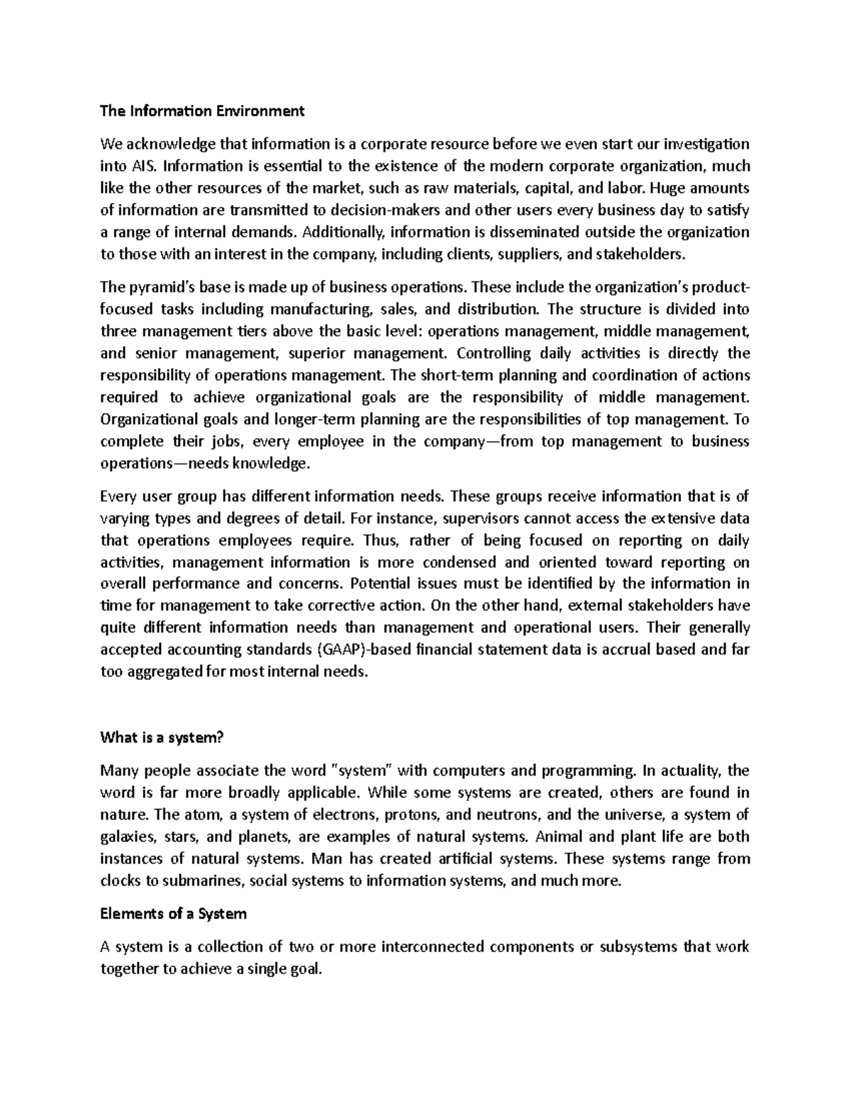 The Information Environment - Information is essential to the existence ...