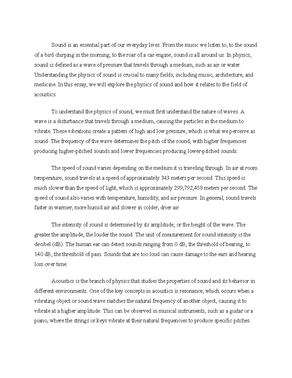 The Physics of Sound Understanding Acoustics - Sound is an essential ...