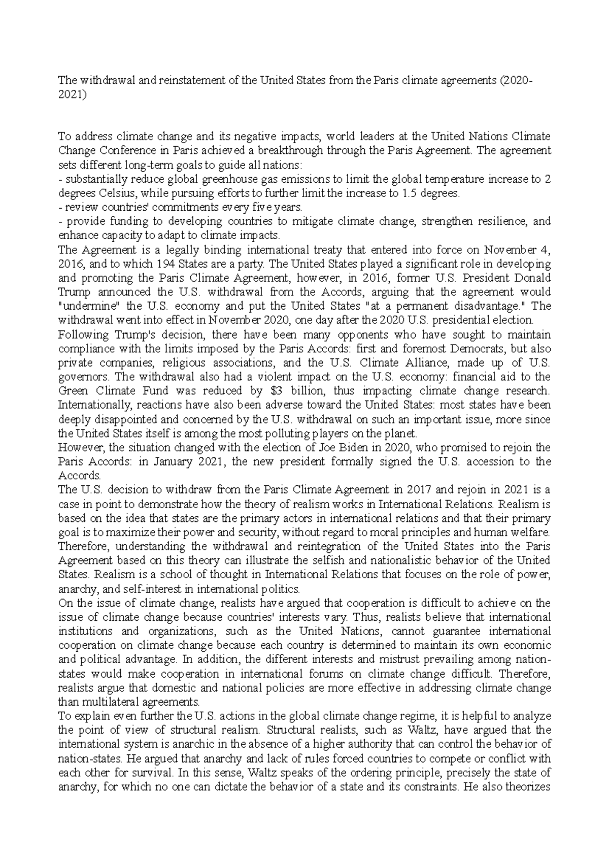 Essay RI - The withdrawal and reinstatement of the United States from ...