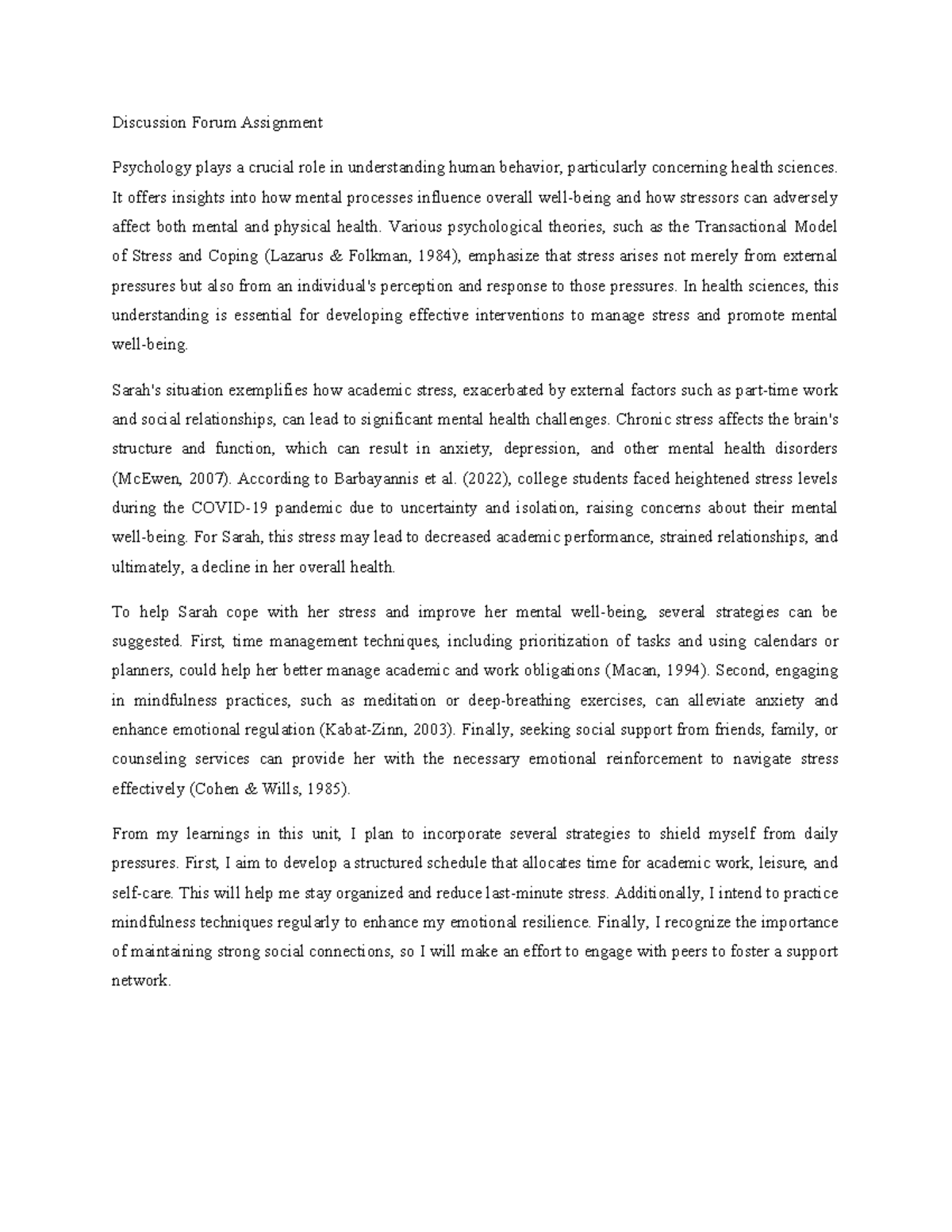 Discussion Forum Assignment - Discussion Forum Assignment Psychology ...