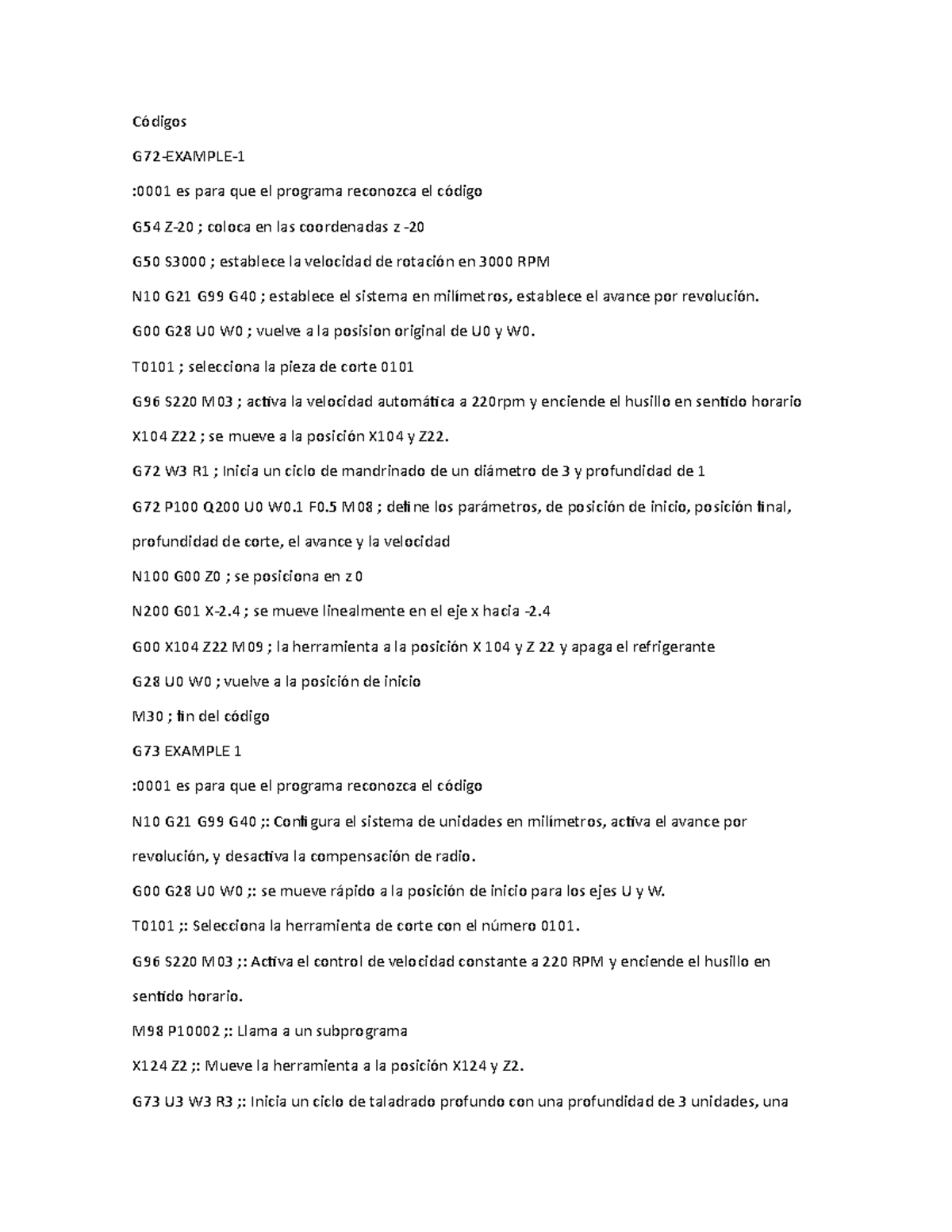 códigos cnc explicados - Códigos G72-EXAMPLE- 1 :0001 es para que el ...