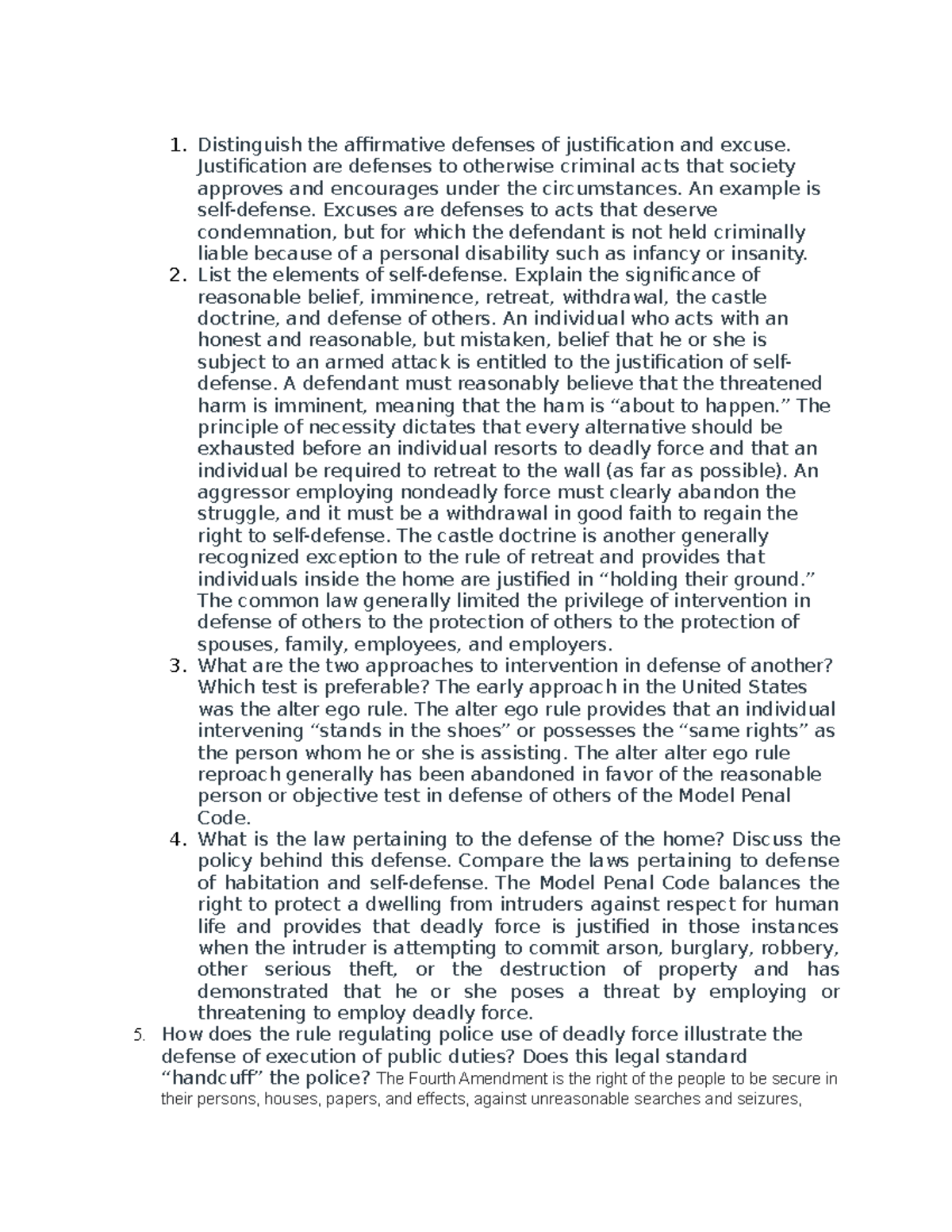 Criminal law defense - Distinguish the affirmative defenses of ...