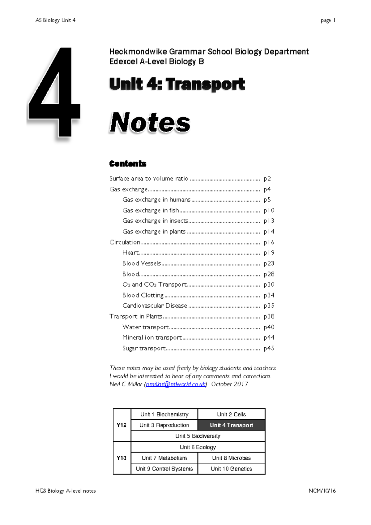 Unit 4 Notes transport in humans ,animals and plants - Heckmondwike ...