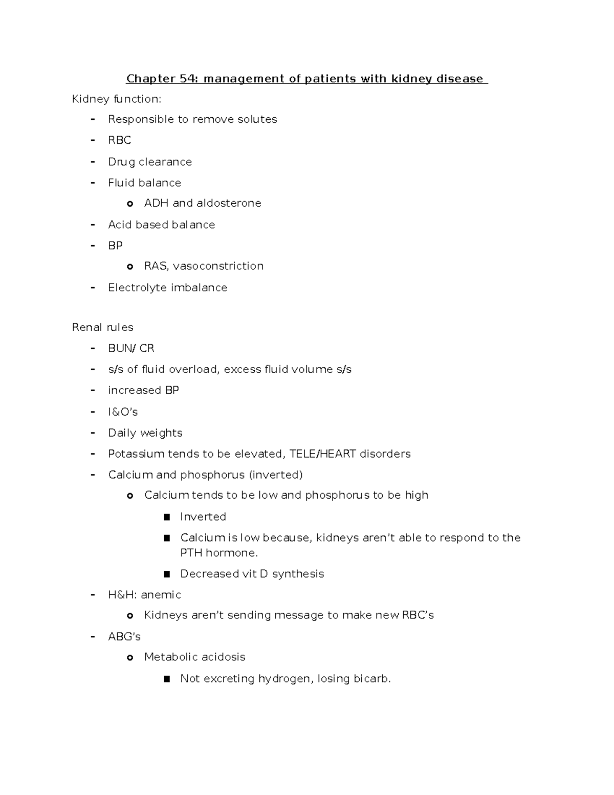 Chapter 54 kidney disease 2 - Chapter 54: management of patients with ...
