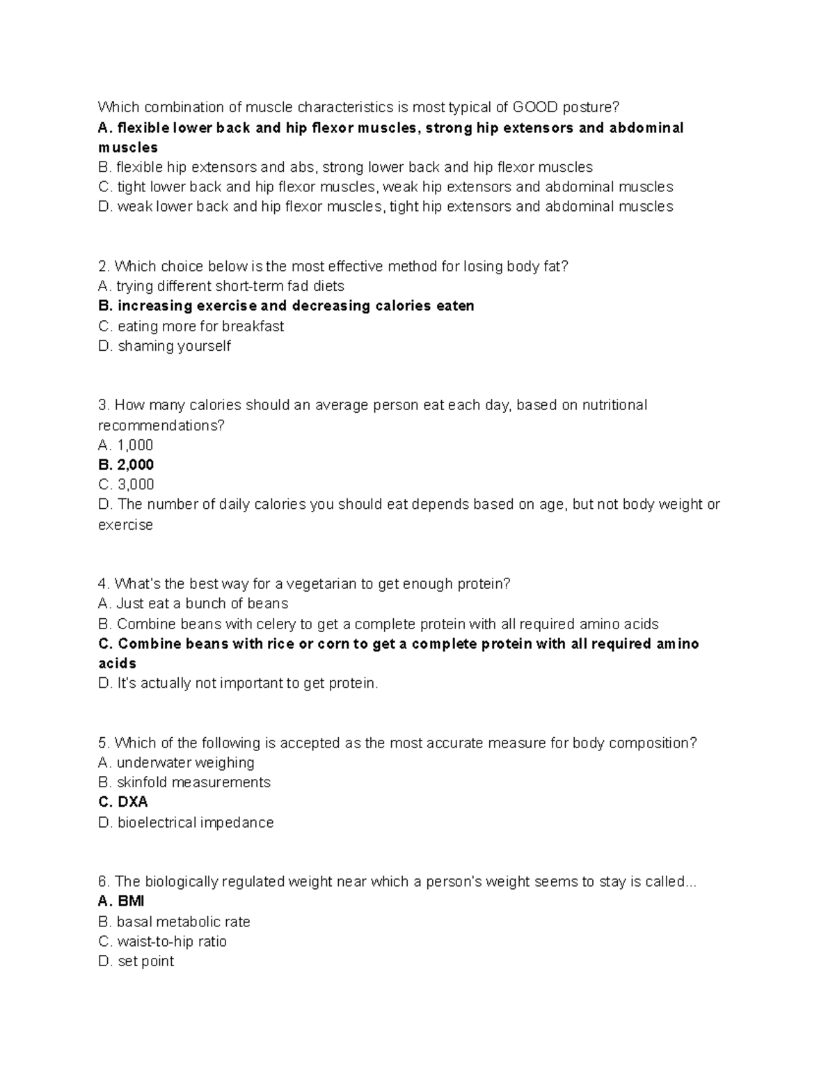Chapter 14 nutrition questions - Which combination of muscle ...