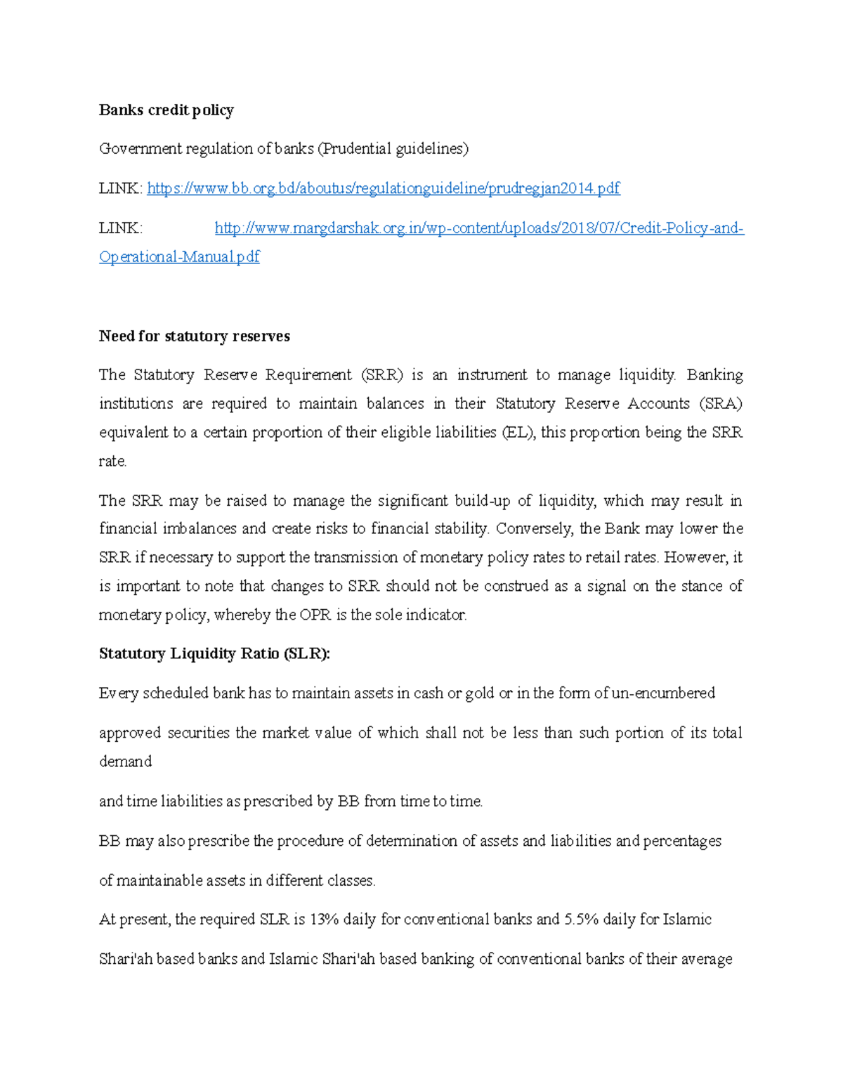 Credit 2nd chapter - Banks credit policy Government regulation of banks ...