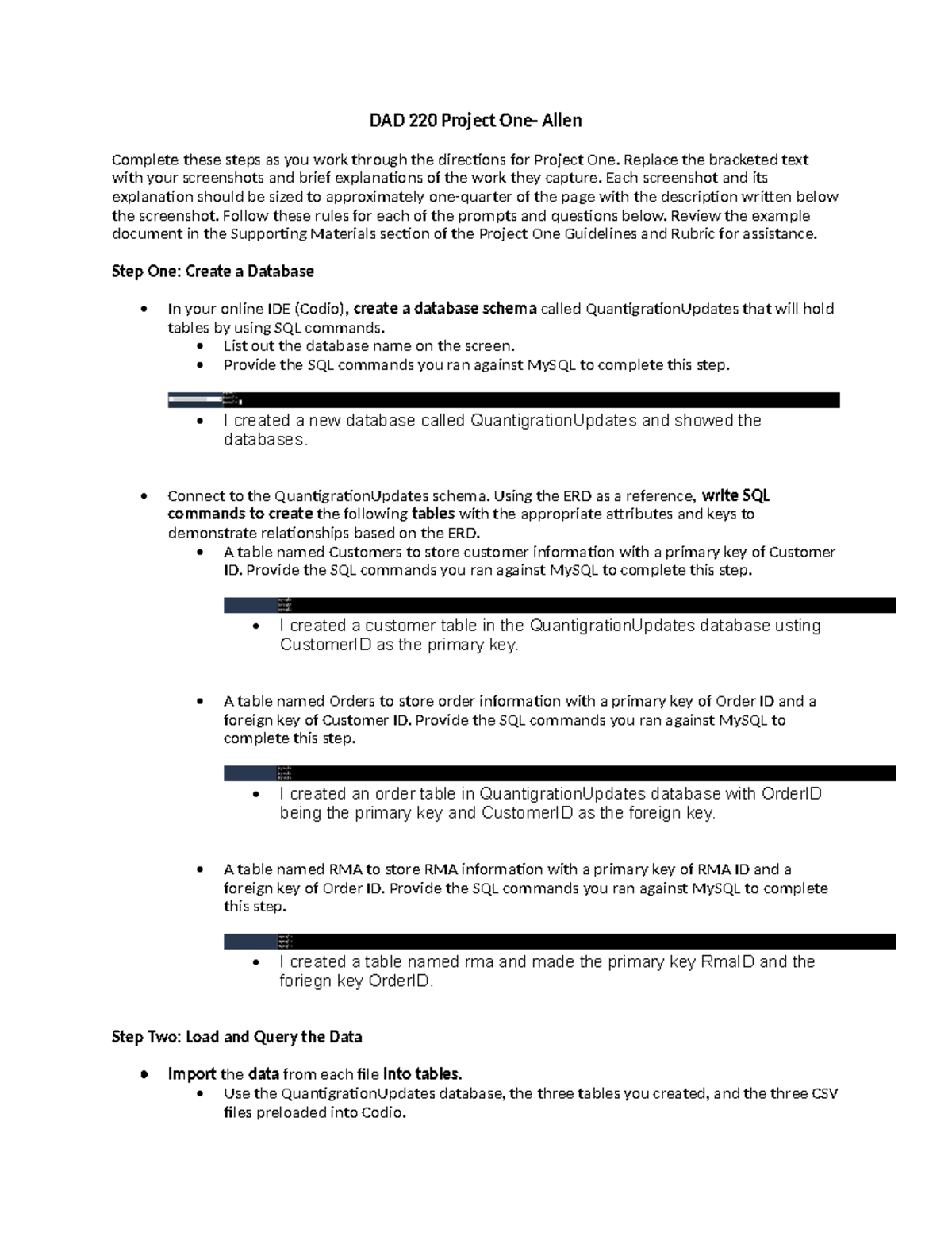 DAD 220 Project One - DAD 220 Project One- Allen Complete these steps ...